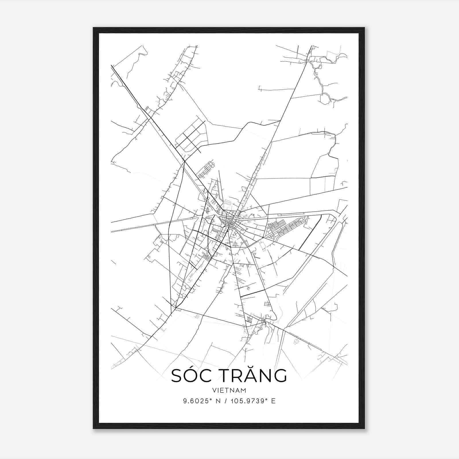 Soc Trang Vietnam Map Poster, Soc Trang City Road Wall Art Print ...