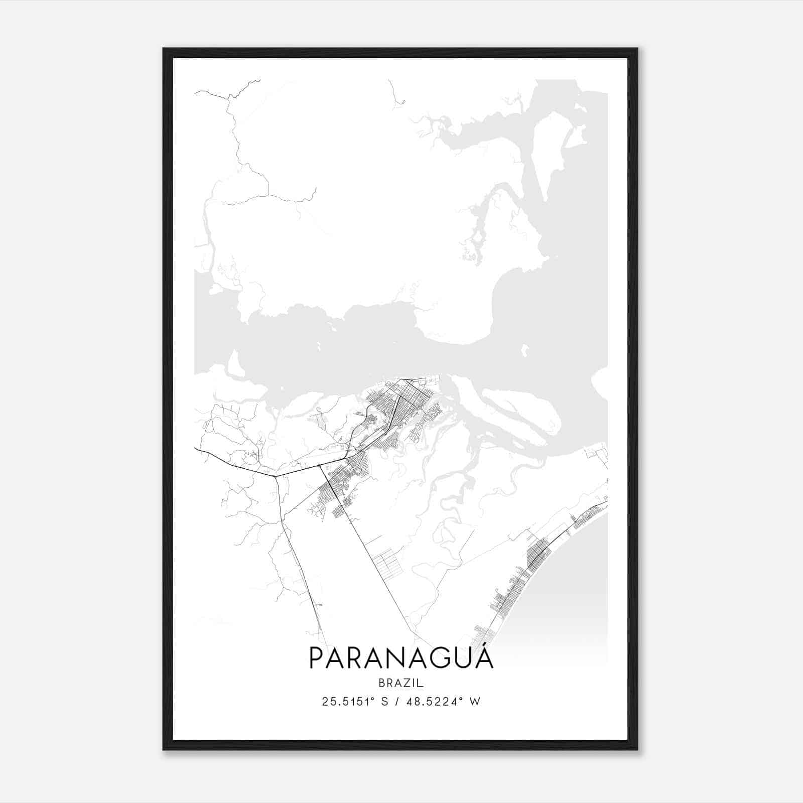 Paranagua Brazil Map Poster, Paranagua City Road Wall Art Print ...