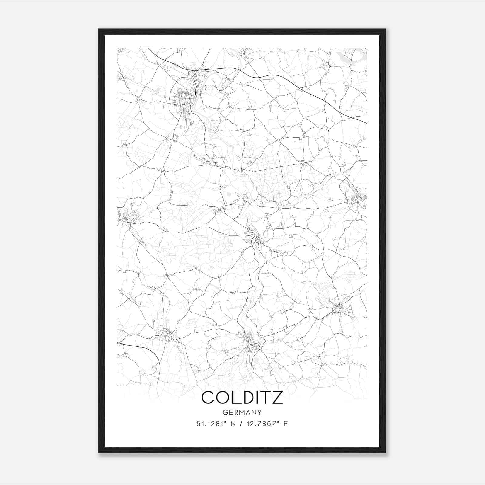 Colditz Germany Map Poster, Modern Home Decor Wall Art Print - Custom ...