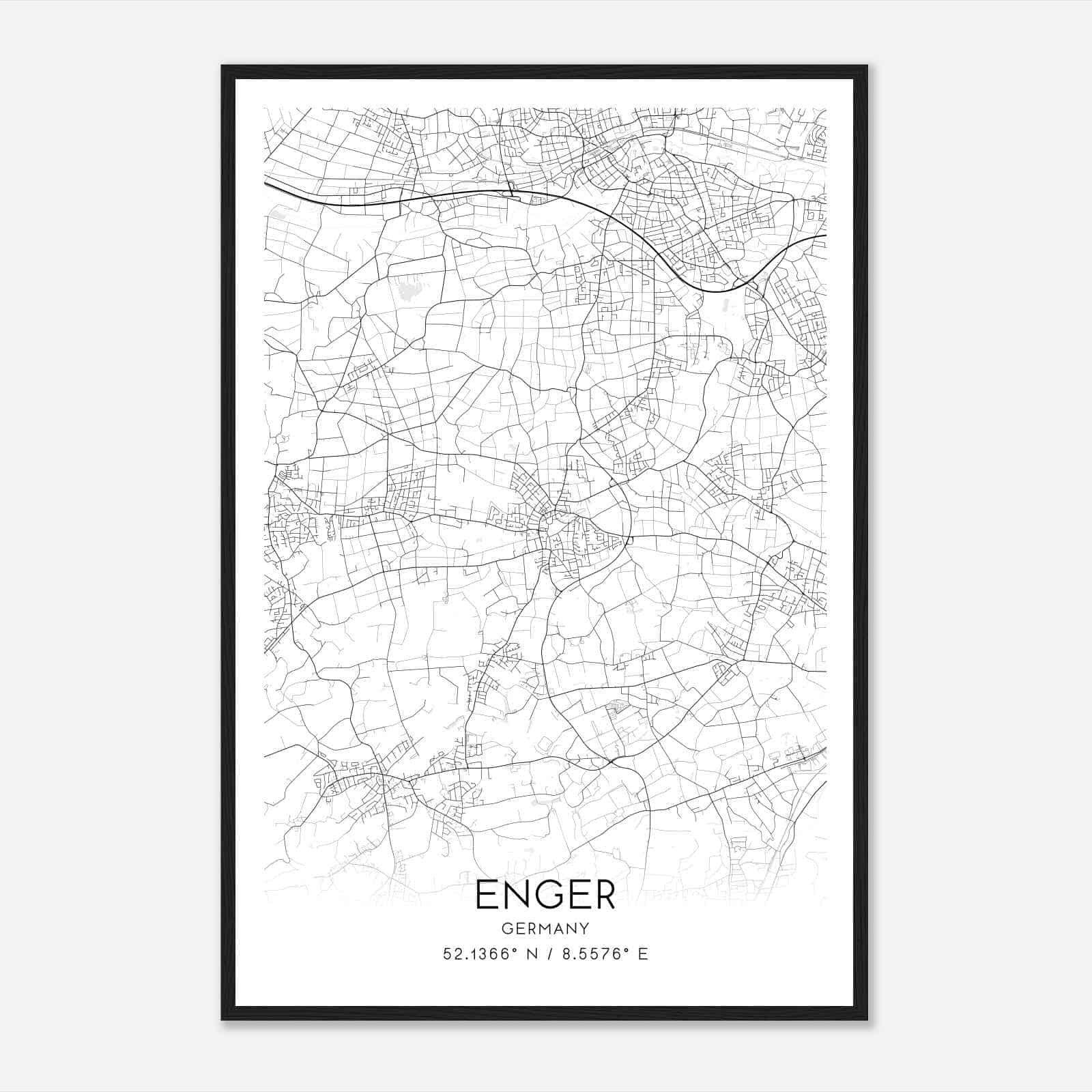 Enger Germany Map Poster, Modern Home Decor Wall Art Print - Custom ...
