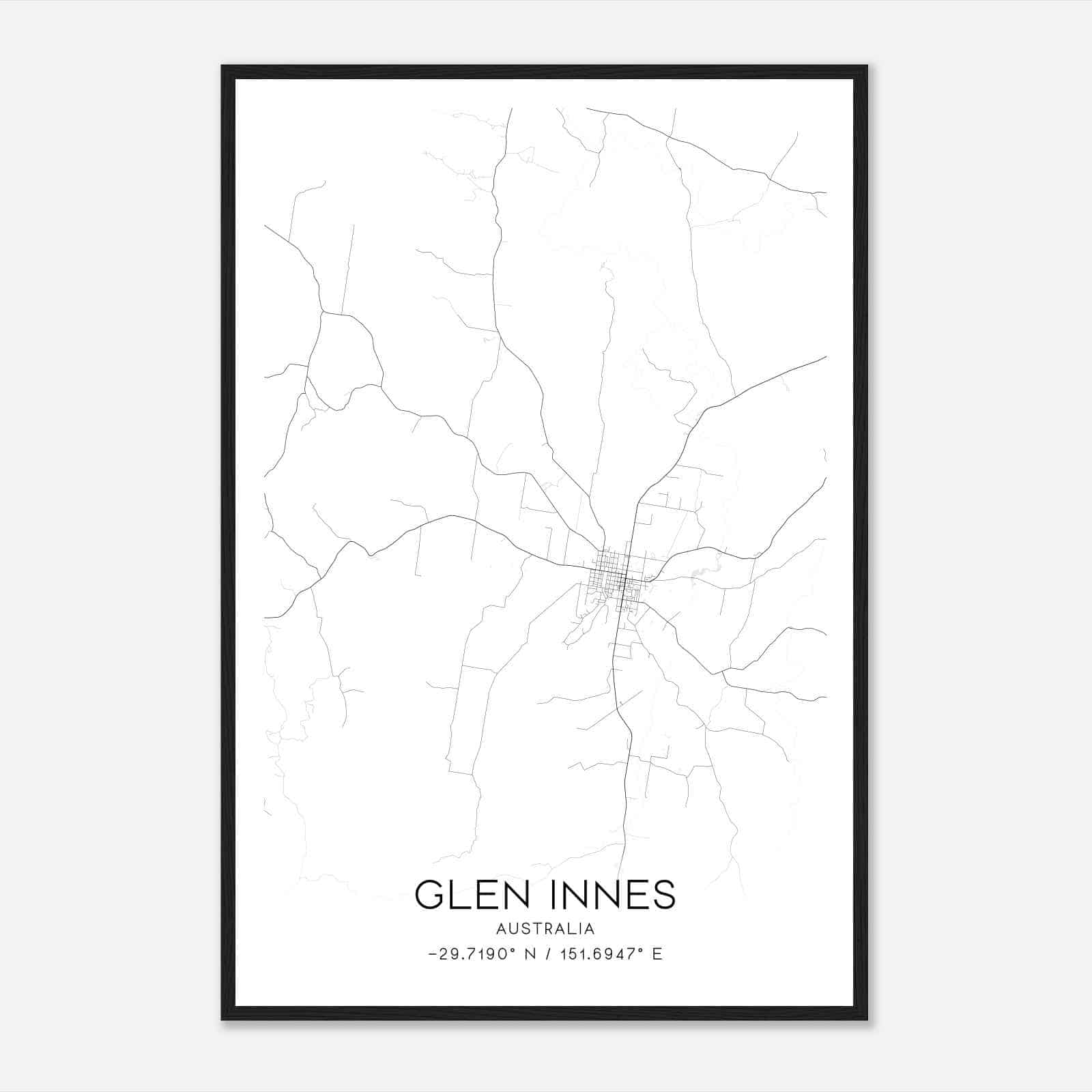 Glen Innes Australia Map Poster, Modern Home Decor Wall Art Print ...