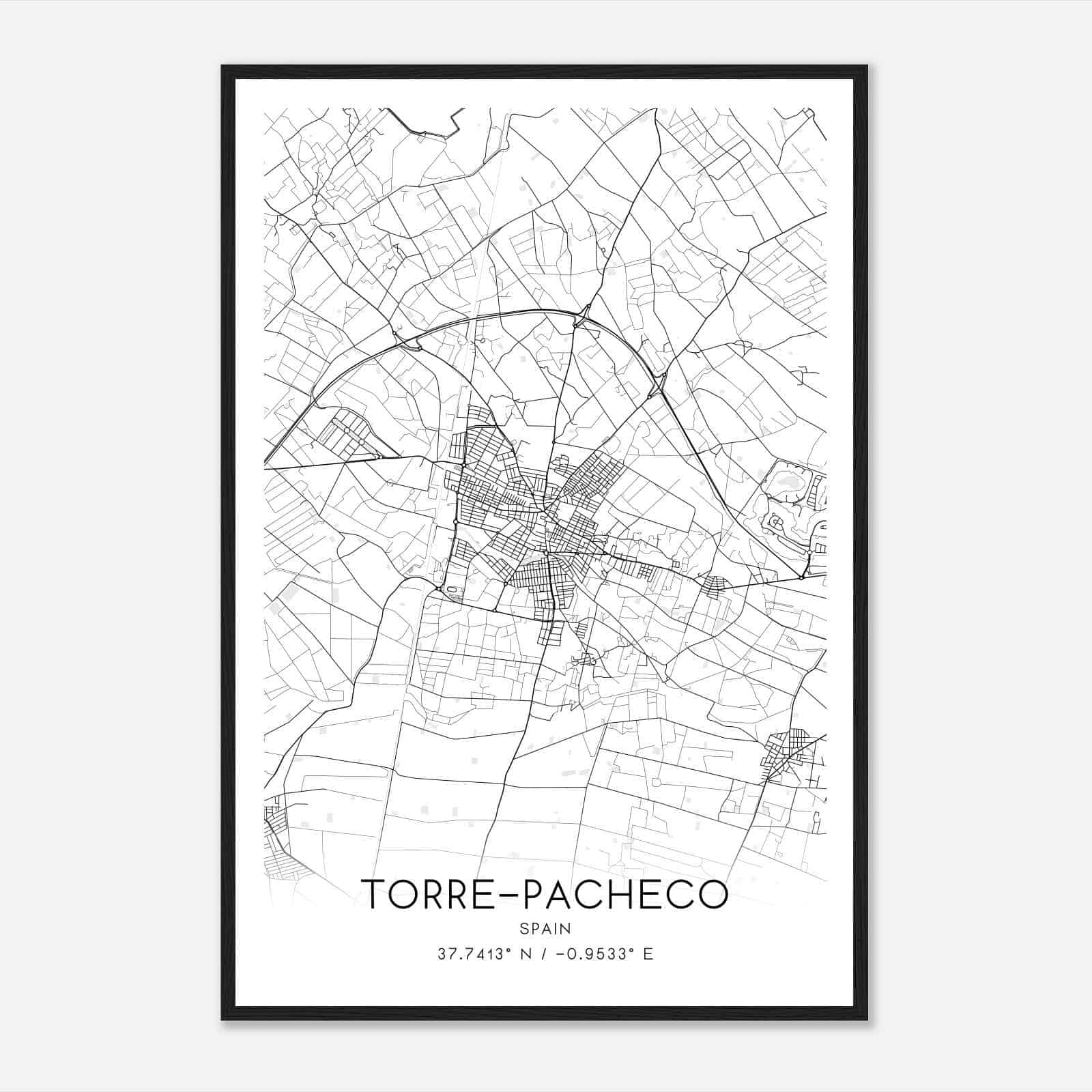 Torre-Pacheco Spain Map Poster, Modern Home Decor Wall Art Print ...