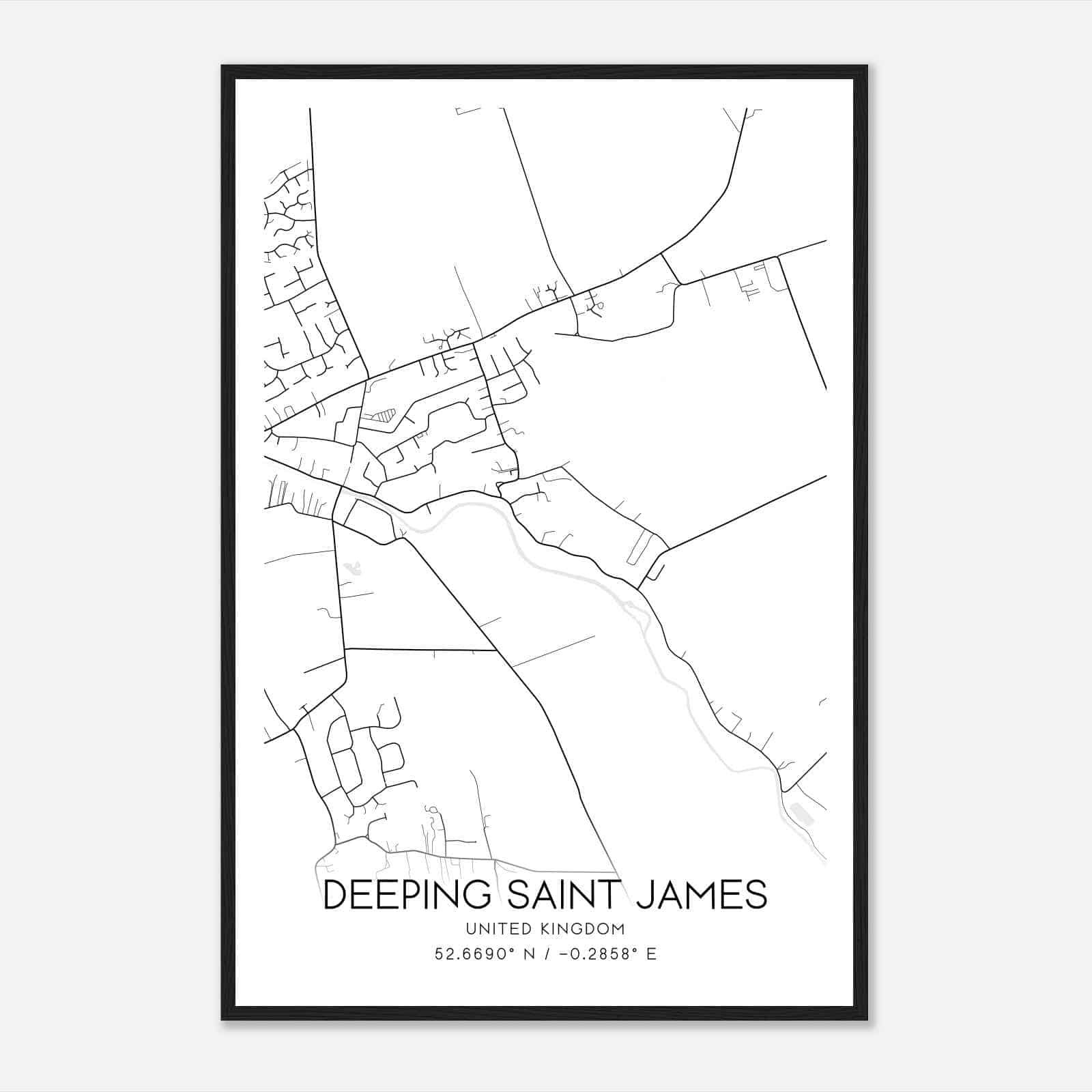 Deeping Saint James United Kingdom Map Poster, Modern Home Decor Wall ...