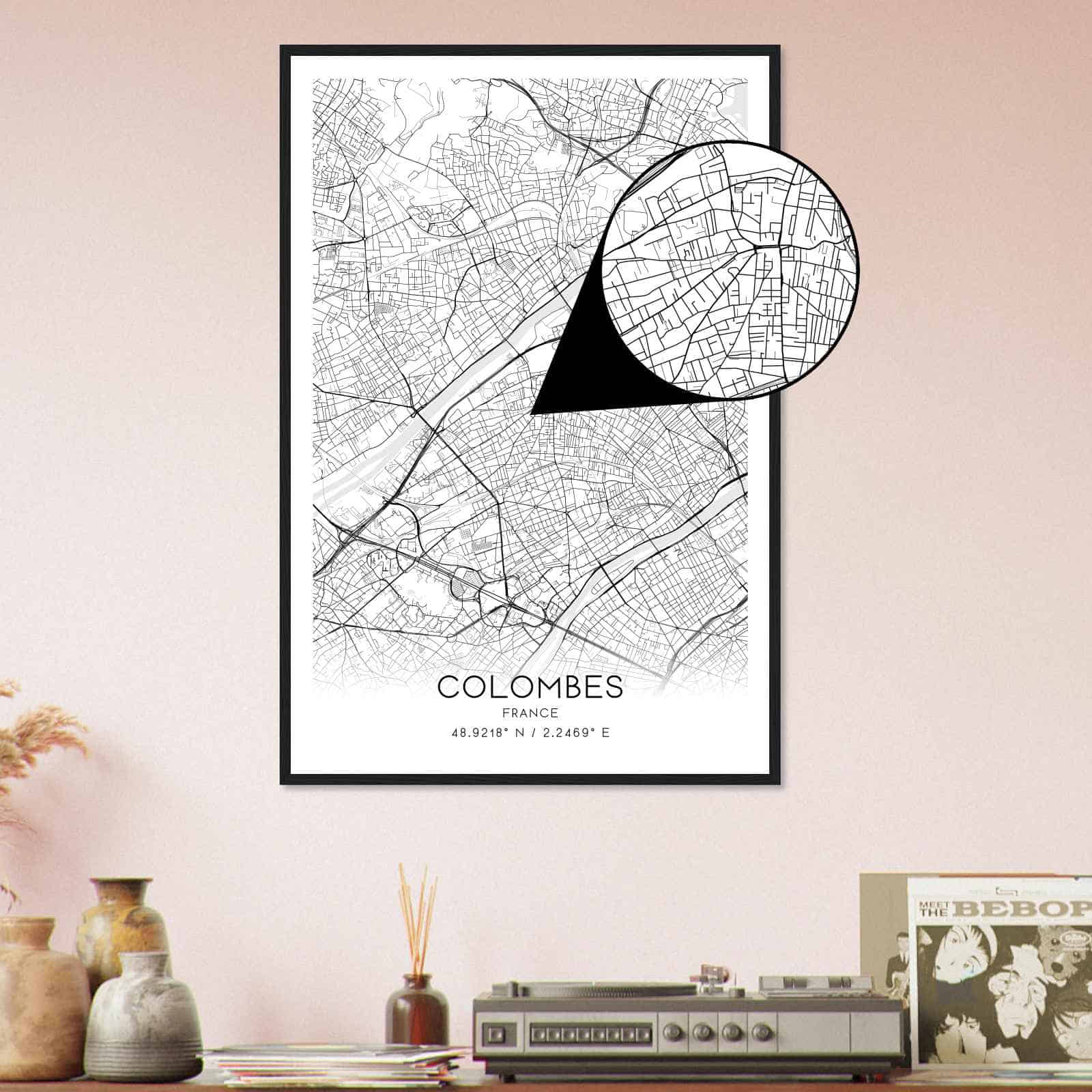 Colombes France Map Poster, Modern Home Decor Wall Art Print - Custom ...
