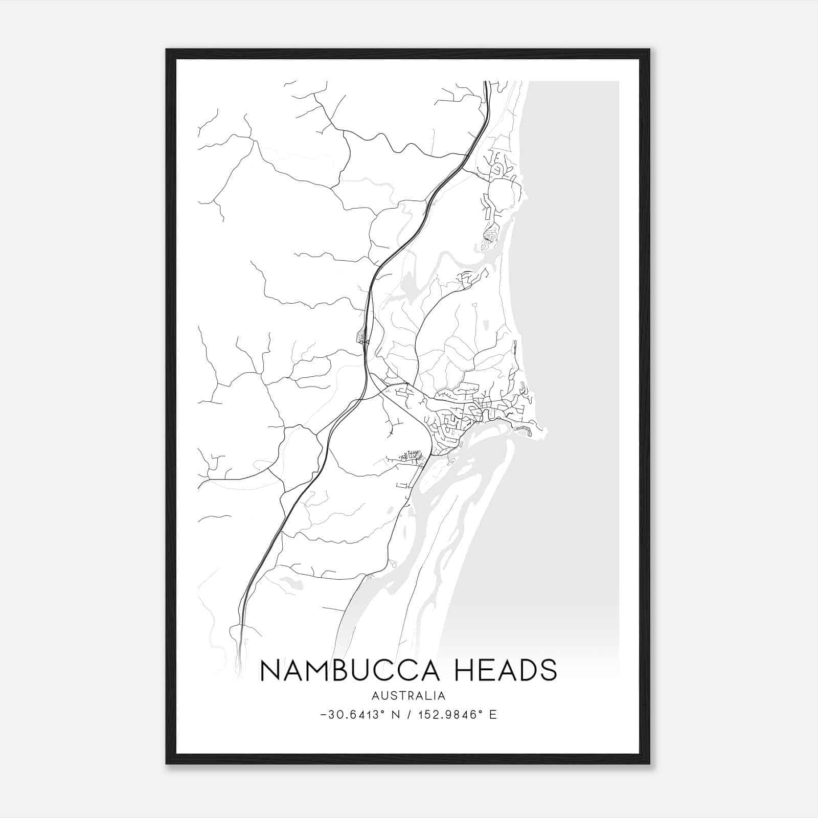 Nambucca Heads Australia Map Poster, Modern Home Decor Wall Art Print ...