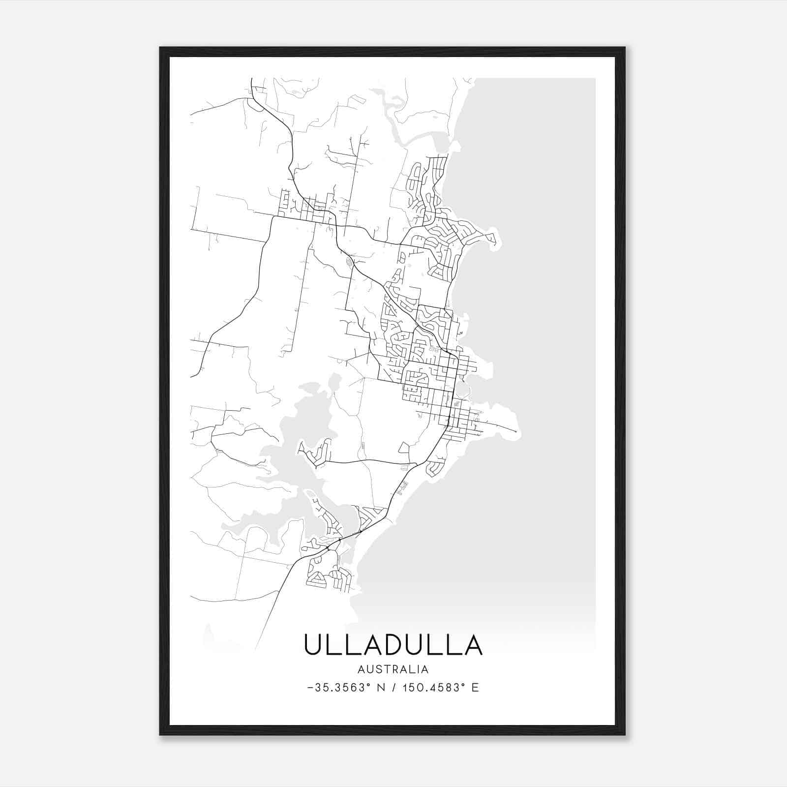 Ulladulla Australia Map Poster, Modern Home Decor Wall Art Print ...