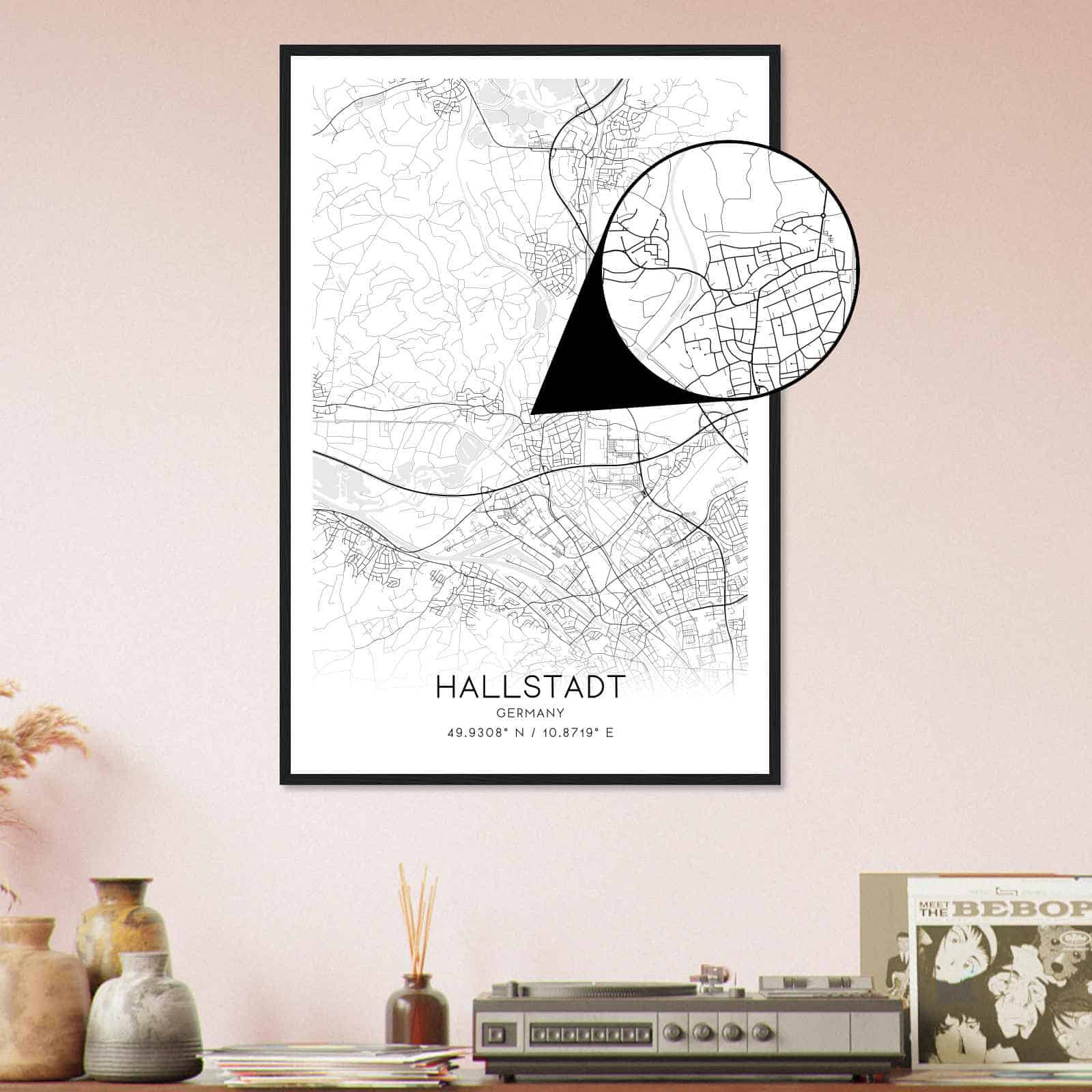 Hallstadt Germany Map Poster, Modern Home Decor Wall Art Print - Custom ...