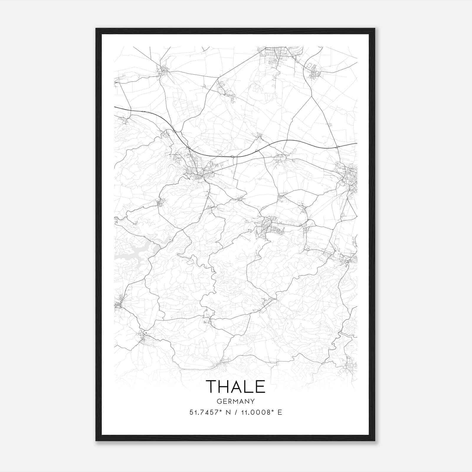 Thale Germany Map Poster, Modern Home Decor Wall Art Print - Custom ...