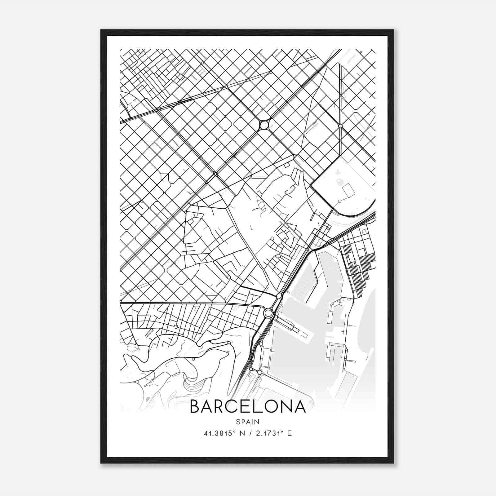 La Rambla Spain Map Poster, Modern Home Decor Wall Art Print - Custom ...