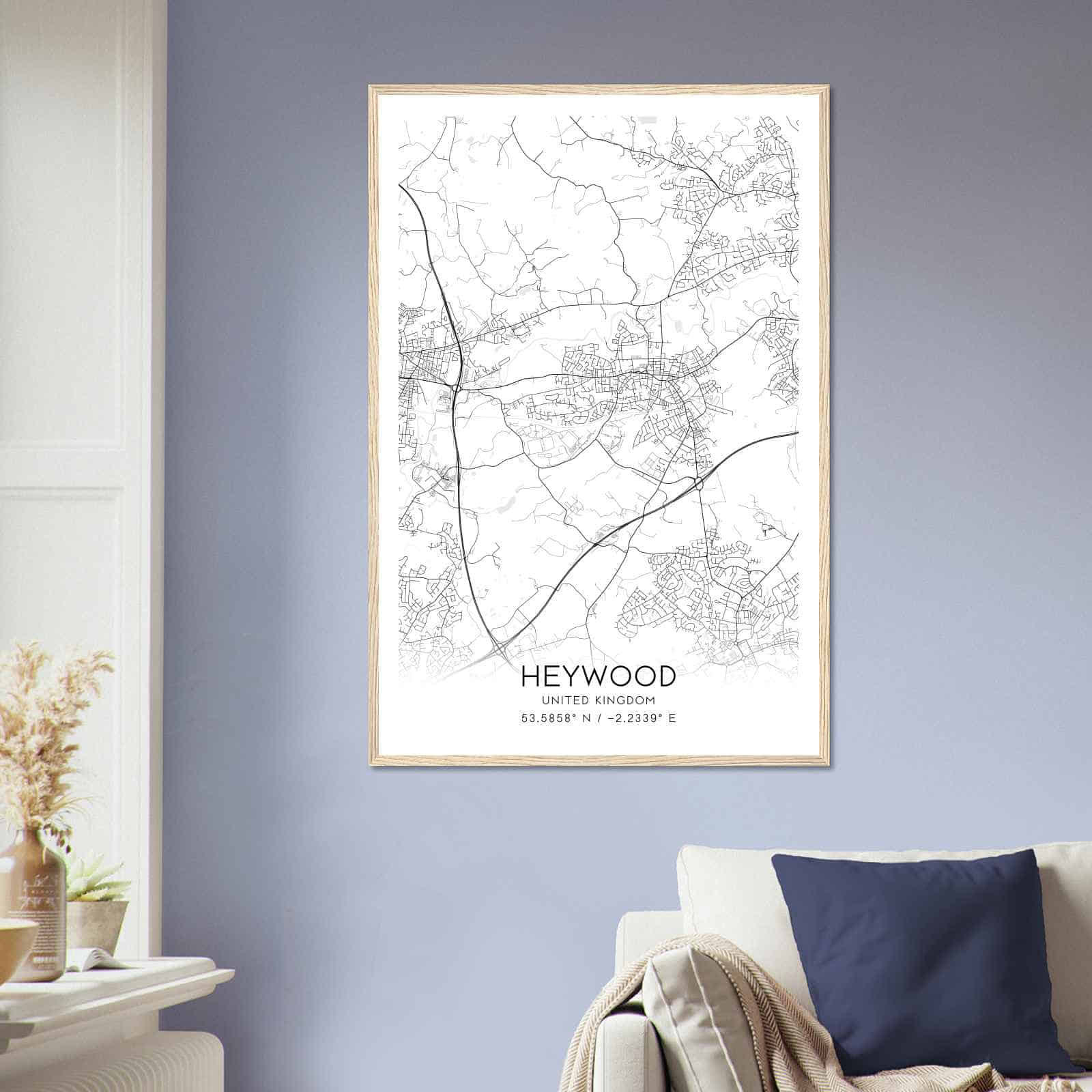 Heywood United Kingdom Map Poster, Modern Home Decor Wall Art Print ...
