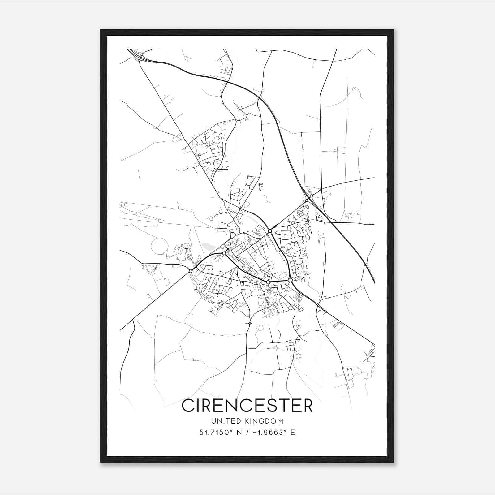 Cirencester United Kingdom Map Poster, Modern Home Decor Wall Art Print ...