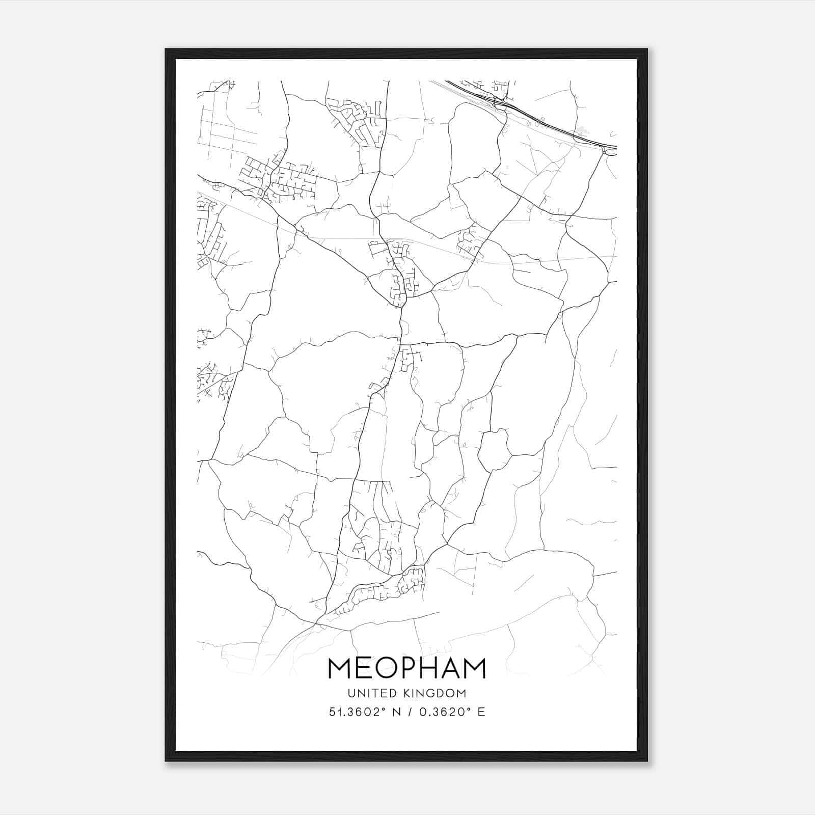 Meopham United Kingdom Map Poster, Modern Home Decor Wall Art Print ...
