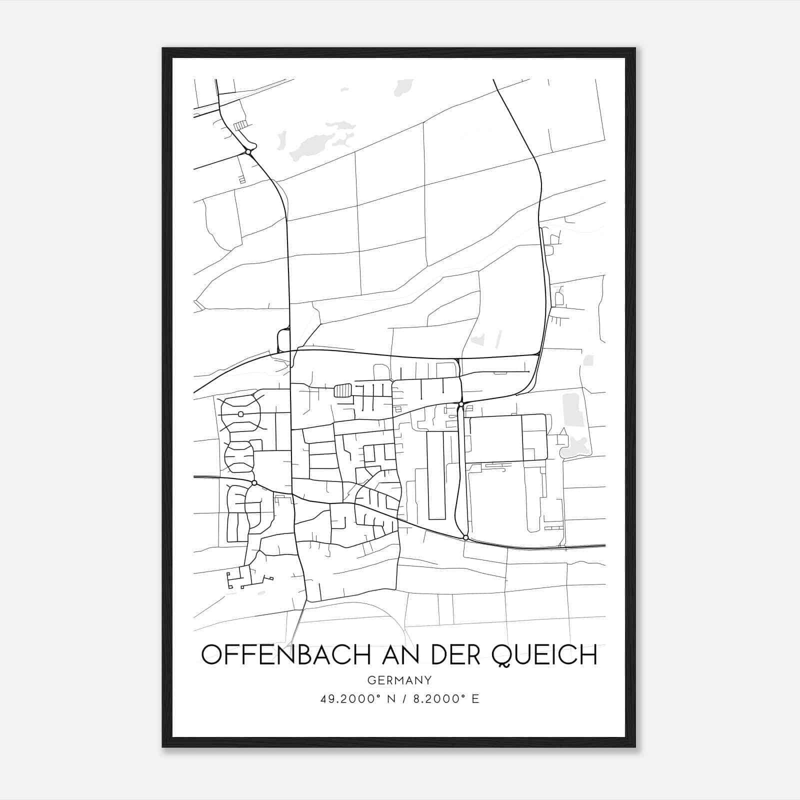 Offenbach an der Queich Germany Map Poster, Modern Home Decor Wall Art ...