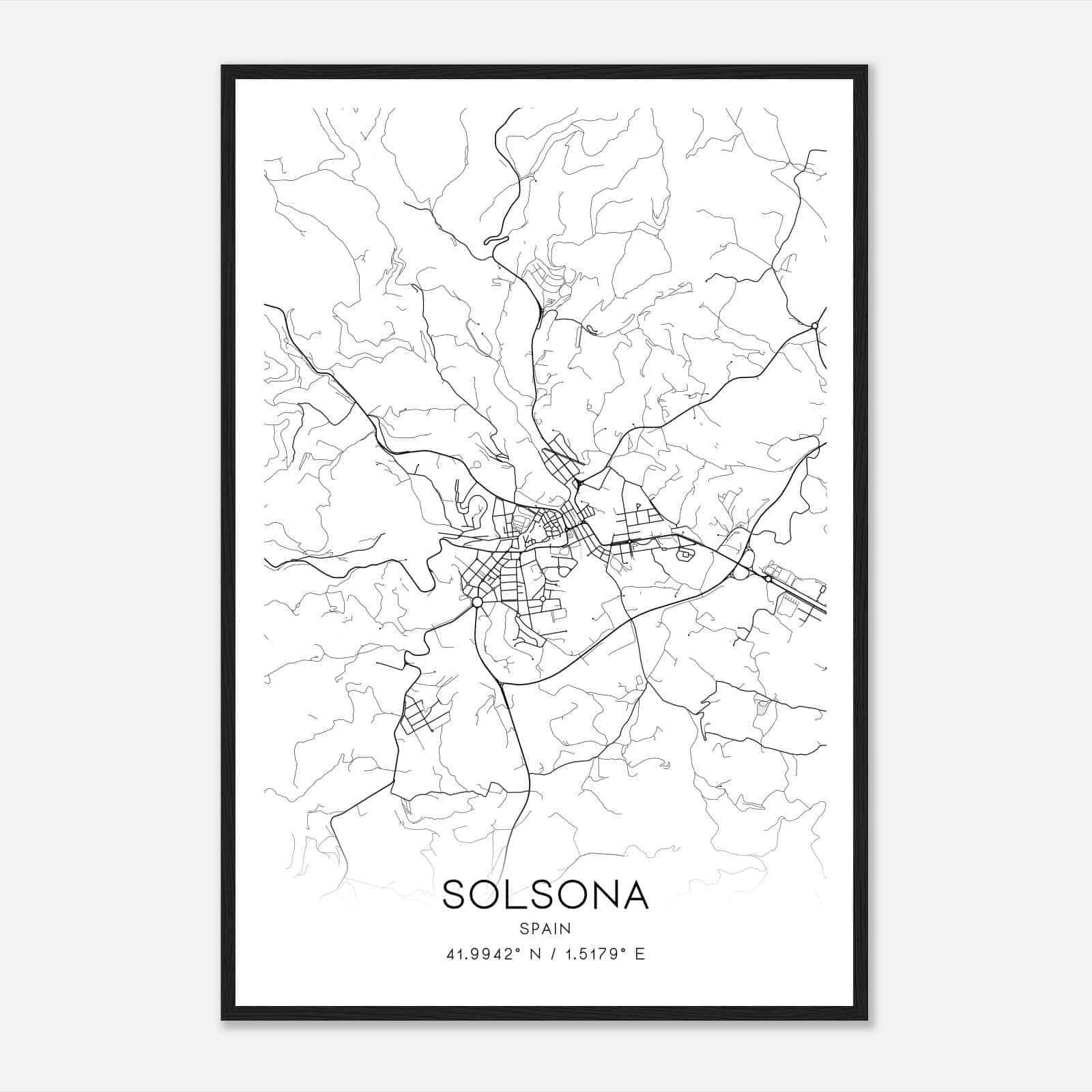 Solsona Spain Map Poster, Modern Home Decor Wall Art Print - Custom ...