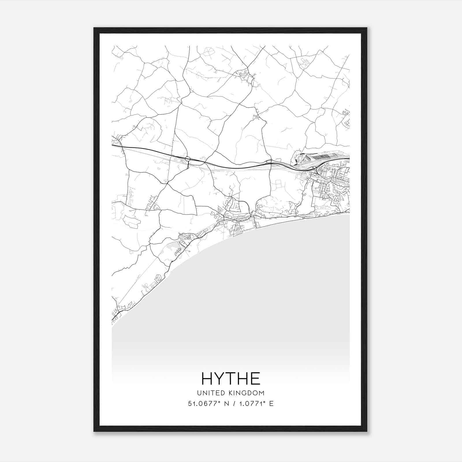Hythe United Kingdom Map Poster, Modern Home Decor Wall Art Print ...