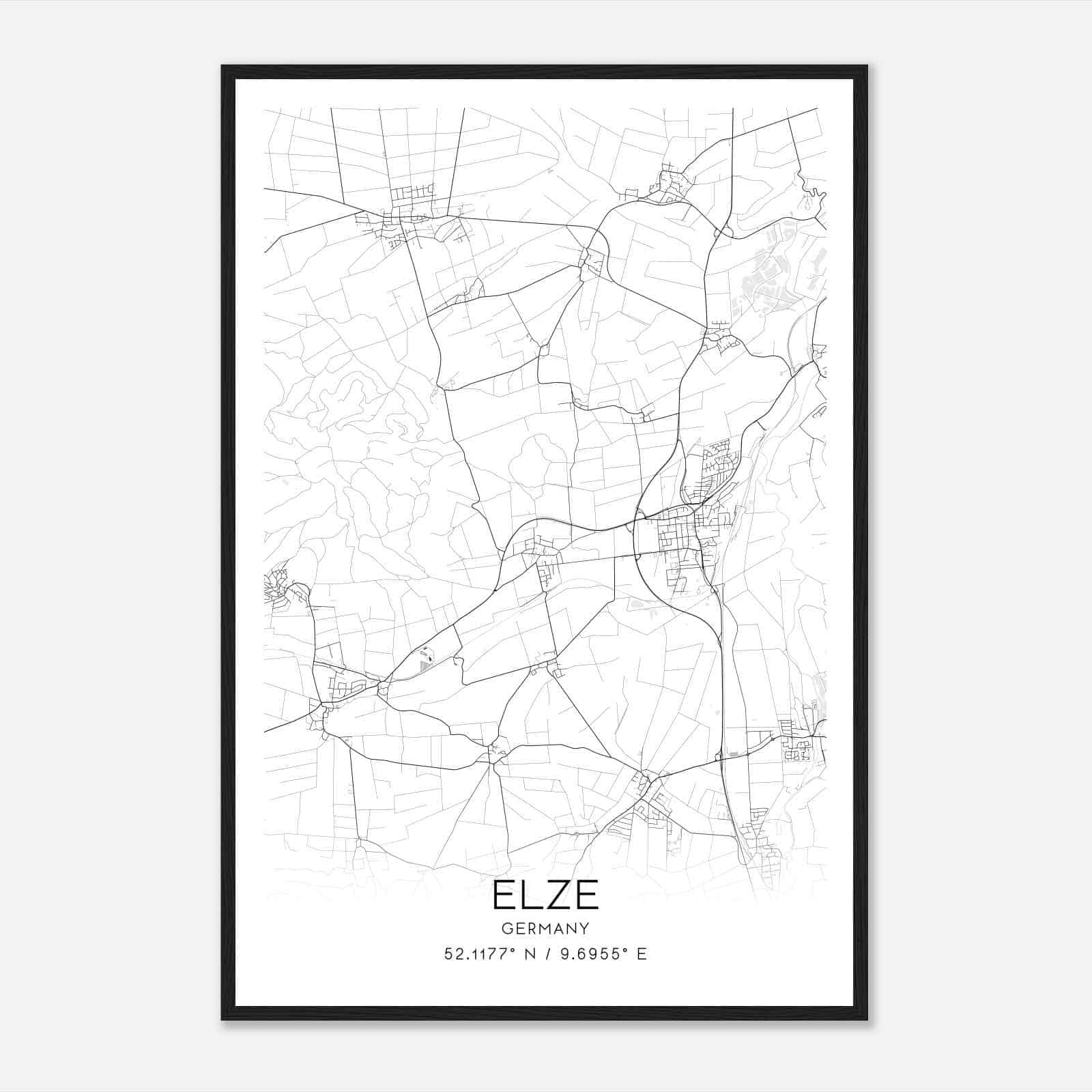 Elze Germany Map Poster, Modern Home Decor Wall Art Print - Custom Maps ...