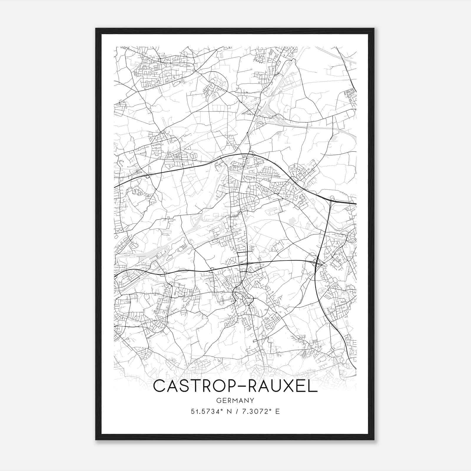 Castrop-Rauxel Germany Map Poster, Modern Home Decor Wall Art Print ...