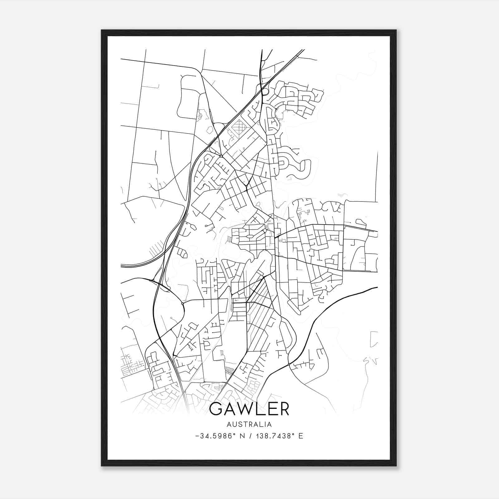 Gawler Australia Map Poster, Modern Home Decor Wall Art Print - Custom ...