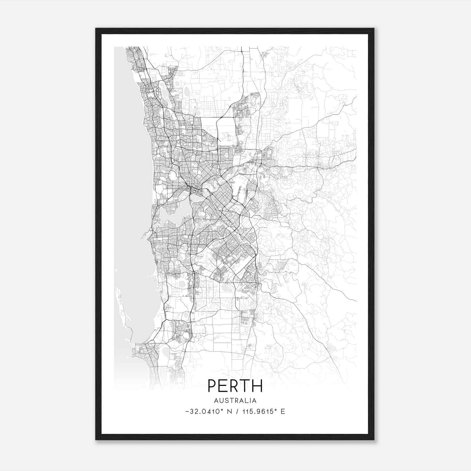 Perth Australia Map Poster, Modern Home Decor Wall Art Print - Custom ...
