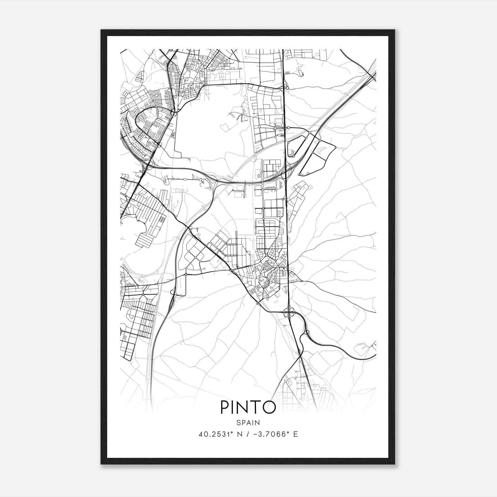 Pinto Spain Map Poster, Modern Home Decor Wall Art Print - Custom Maps ...