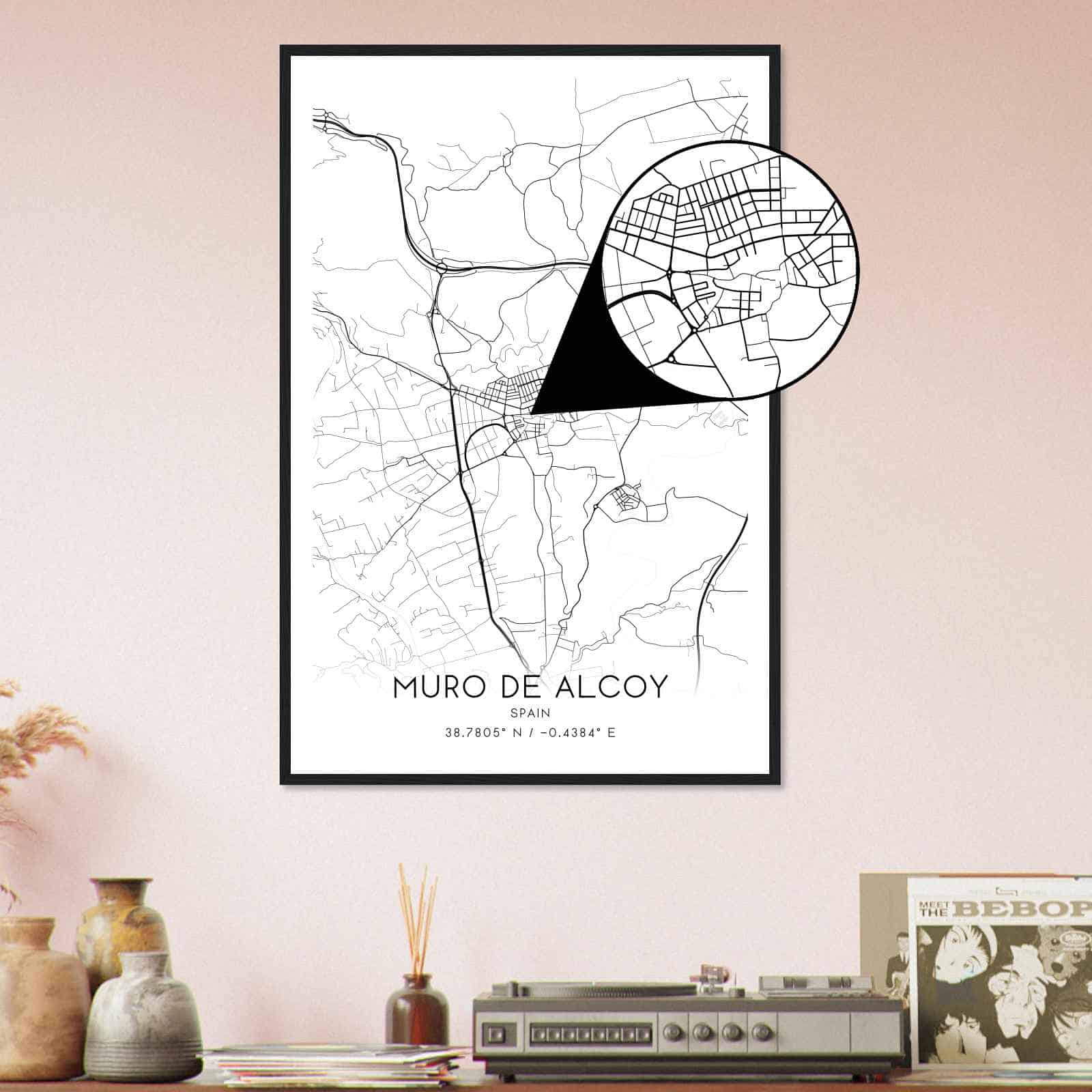 Muro del Alcoy Spain Map Poster, Modern Home Decor Wall Art Print ...