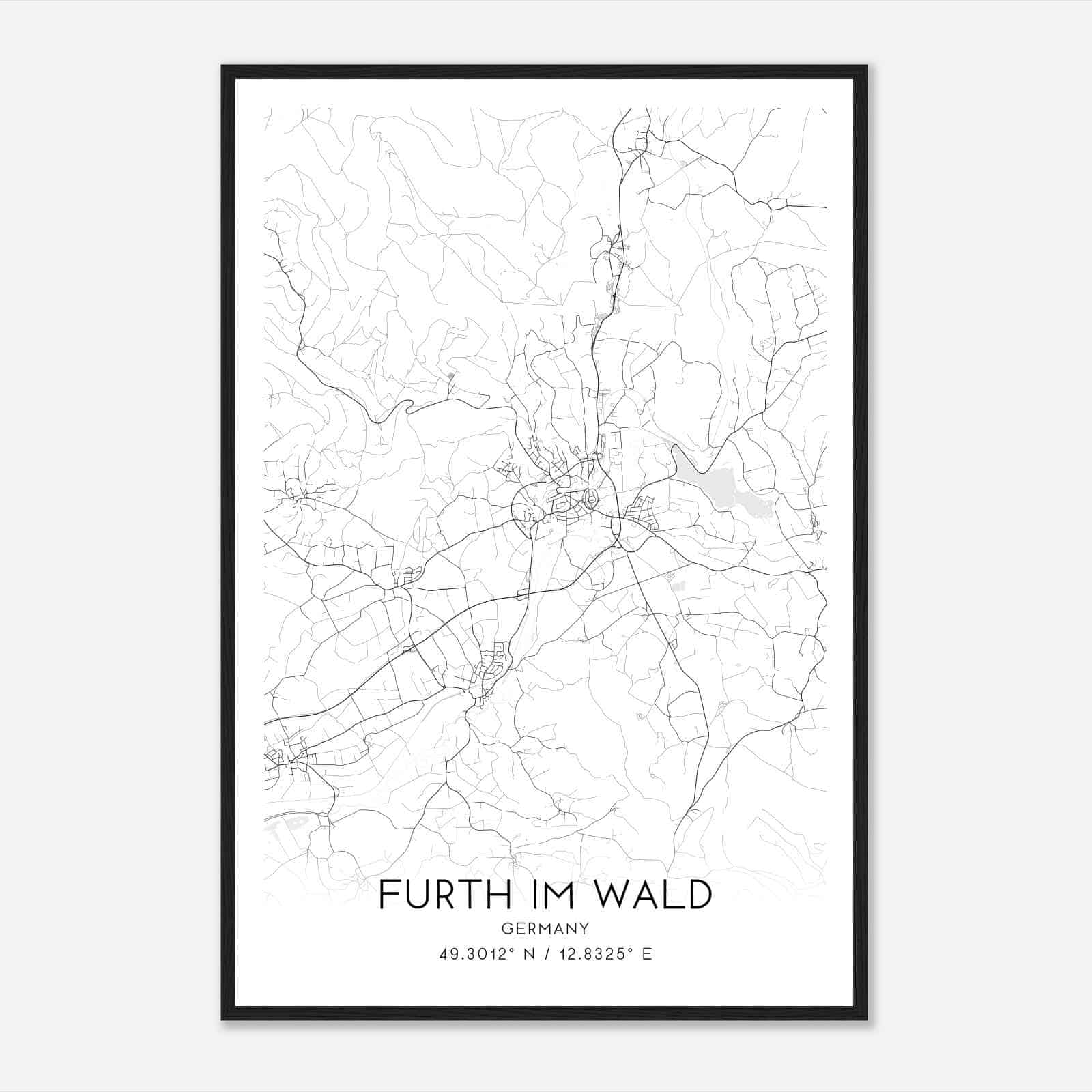 Furth im Wald Germany Map Poster, Modern Home Decor Wall Art Print ...
