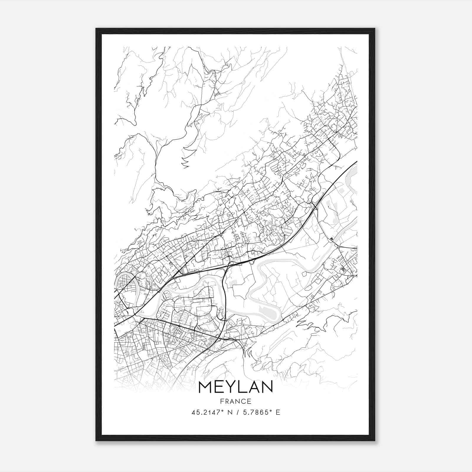 Meylan France Map Poster, Modern Home Decor Wall Art Print - Custom ...