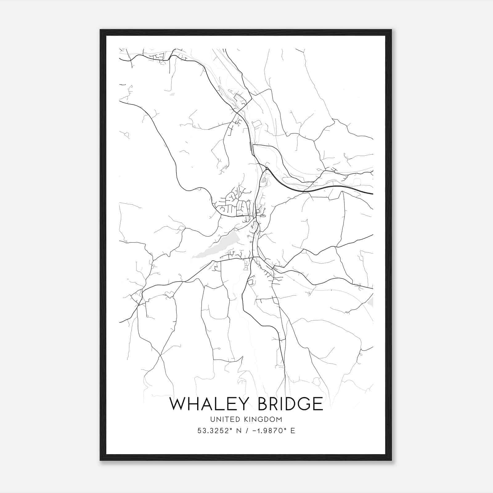 Whaley Bridge United Kingdom Map Poster, Modern Home Decor Wall Art ...
