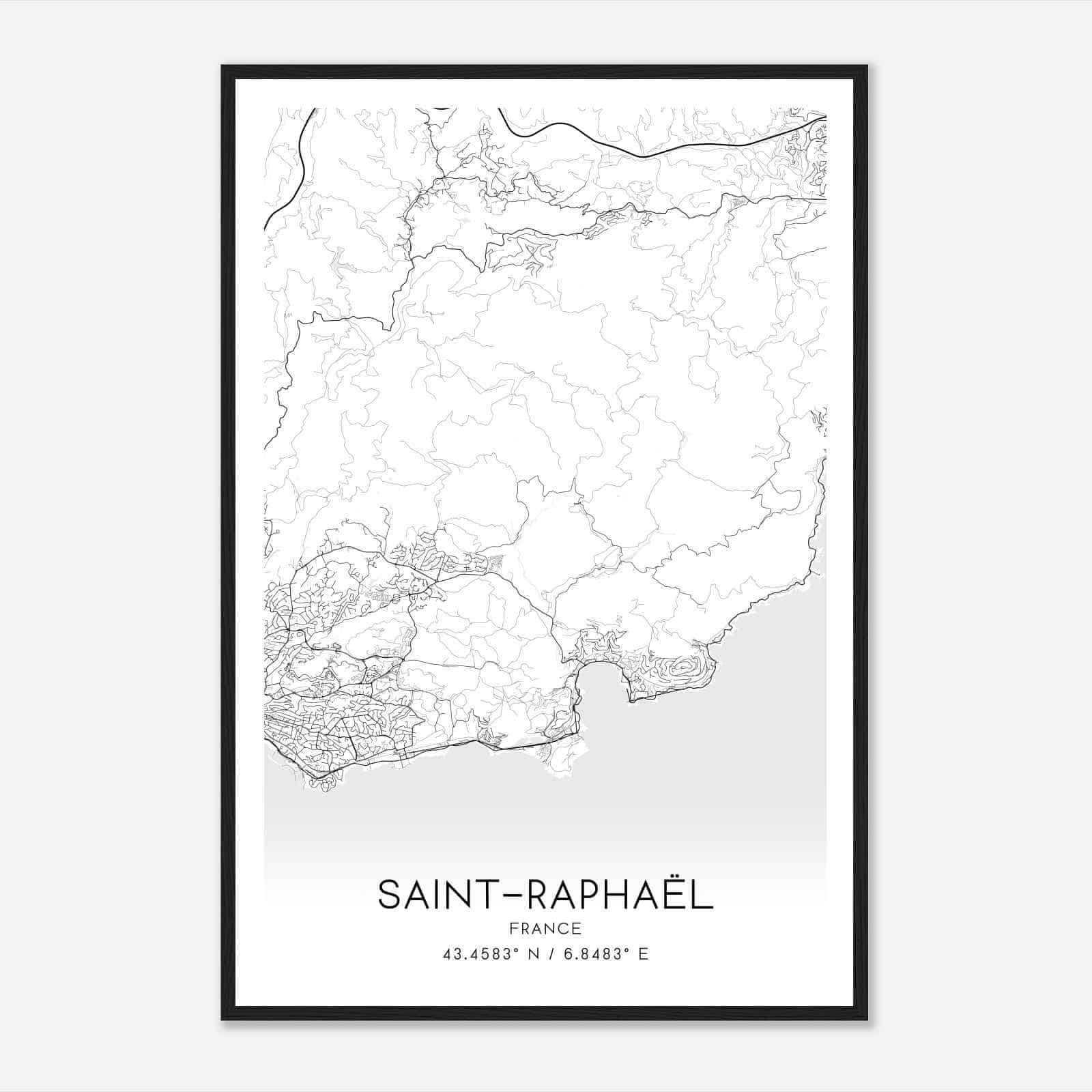 Saint-Raphael France Map Poster, Modern Home Decor Wall Art Print ...