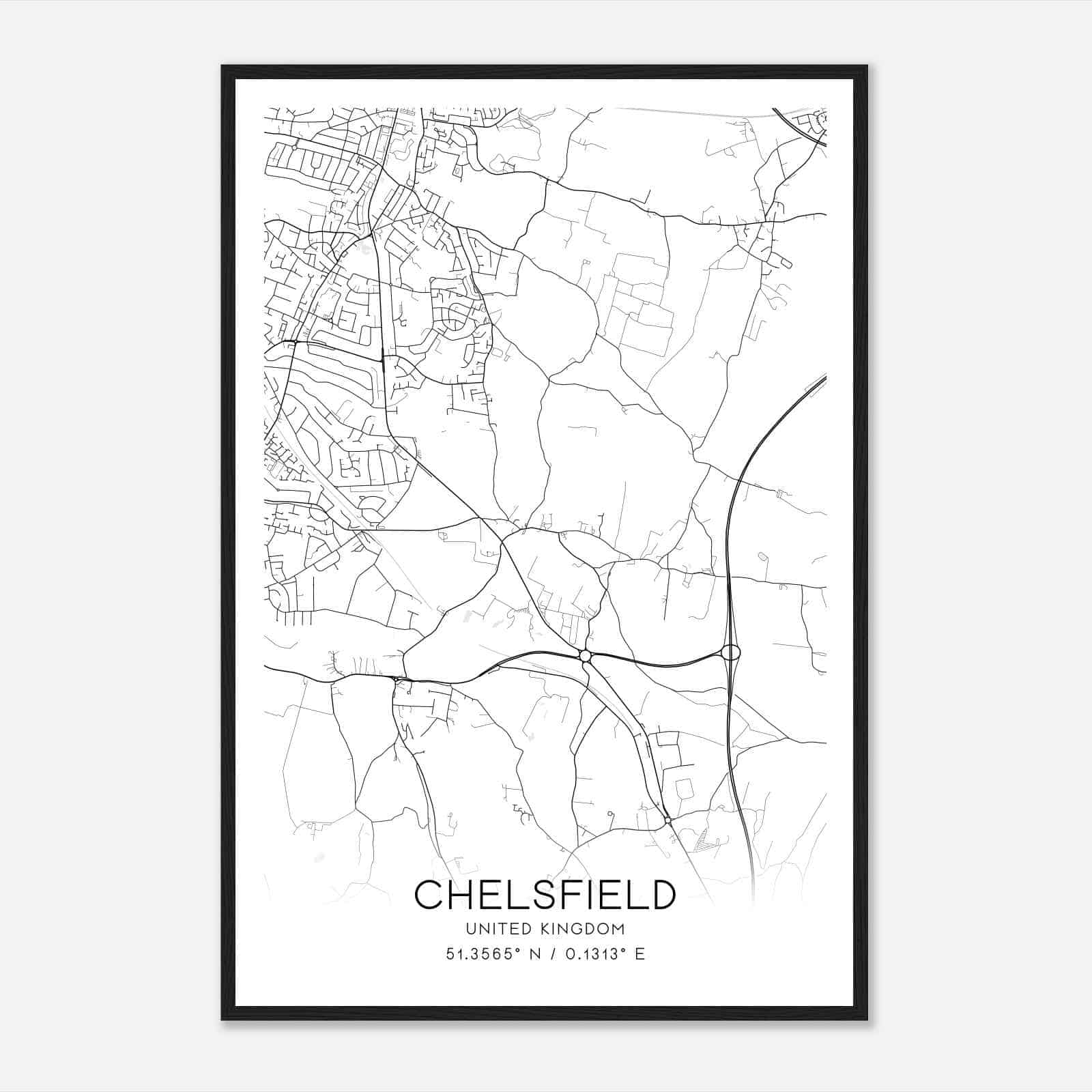 Chelsfield United Kingdom Map Poster, Modern Home Decor Wall Art Print ...