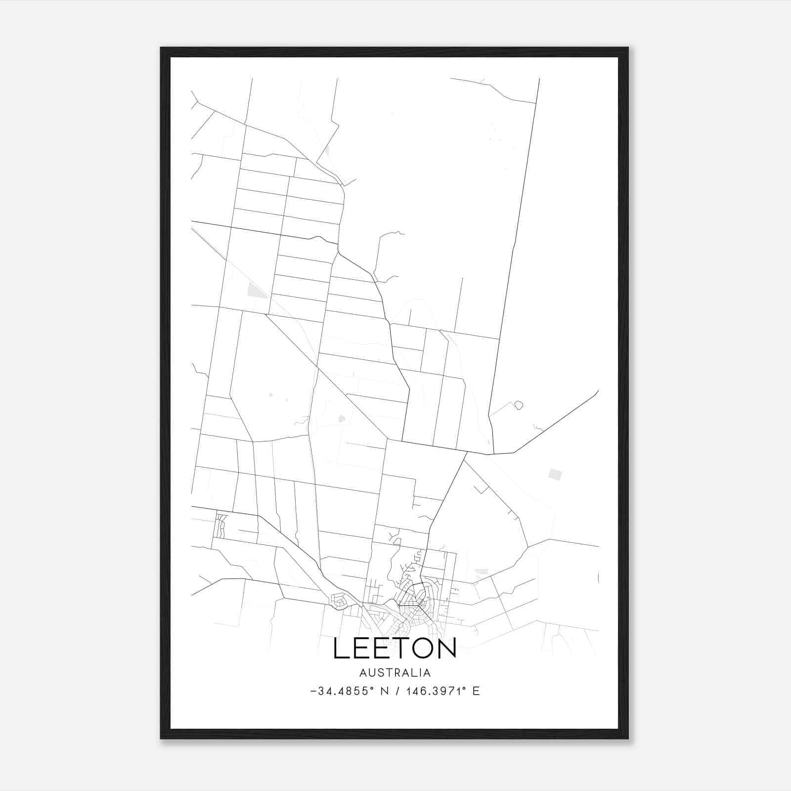 Leeton Australia Map Poster, Modern Home Decor Wall Art Print - Custom ...