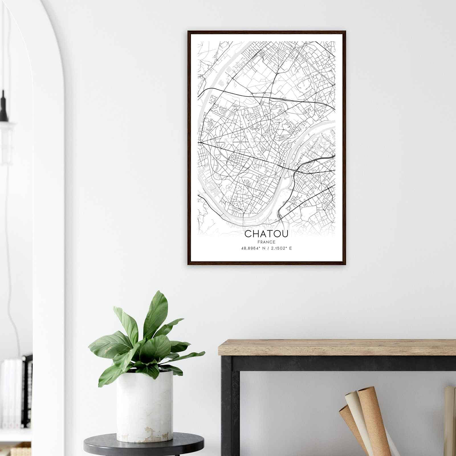 Chatou France Map Poster, Modern Home Decor Wall Art Print - Custom ...
