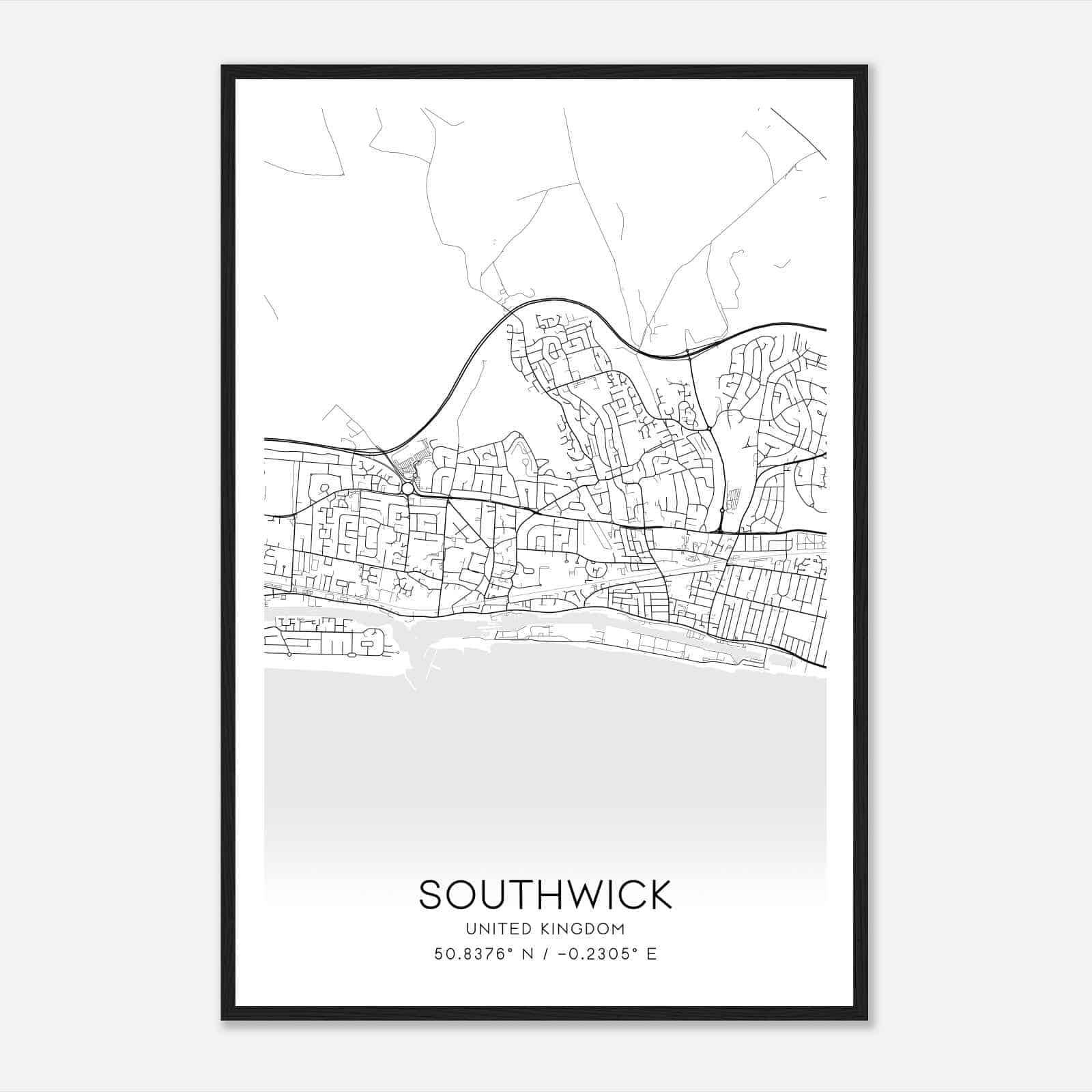 Southwick United Kingdom Map Poster, Modern Home Decor Wall Art Print ...