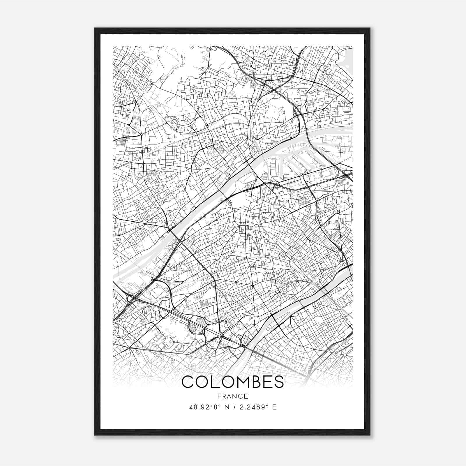 Colombes France Map Poster, Modern Home Decor Wall Art Print - Custom ...