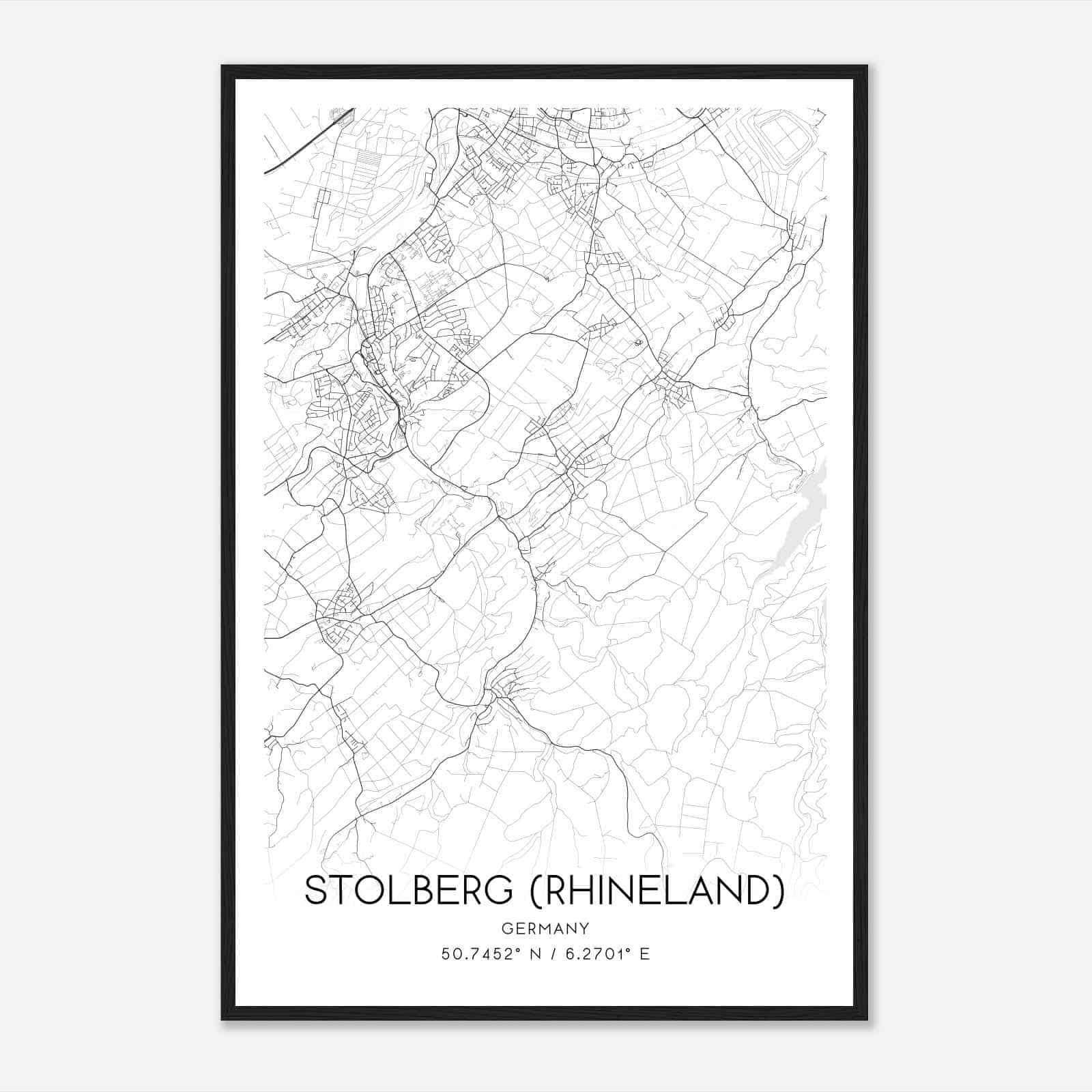 Stolberg Germany Map Poster, Modern Home Decor Wall Art Print - Custom ...