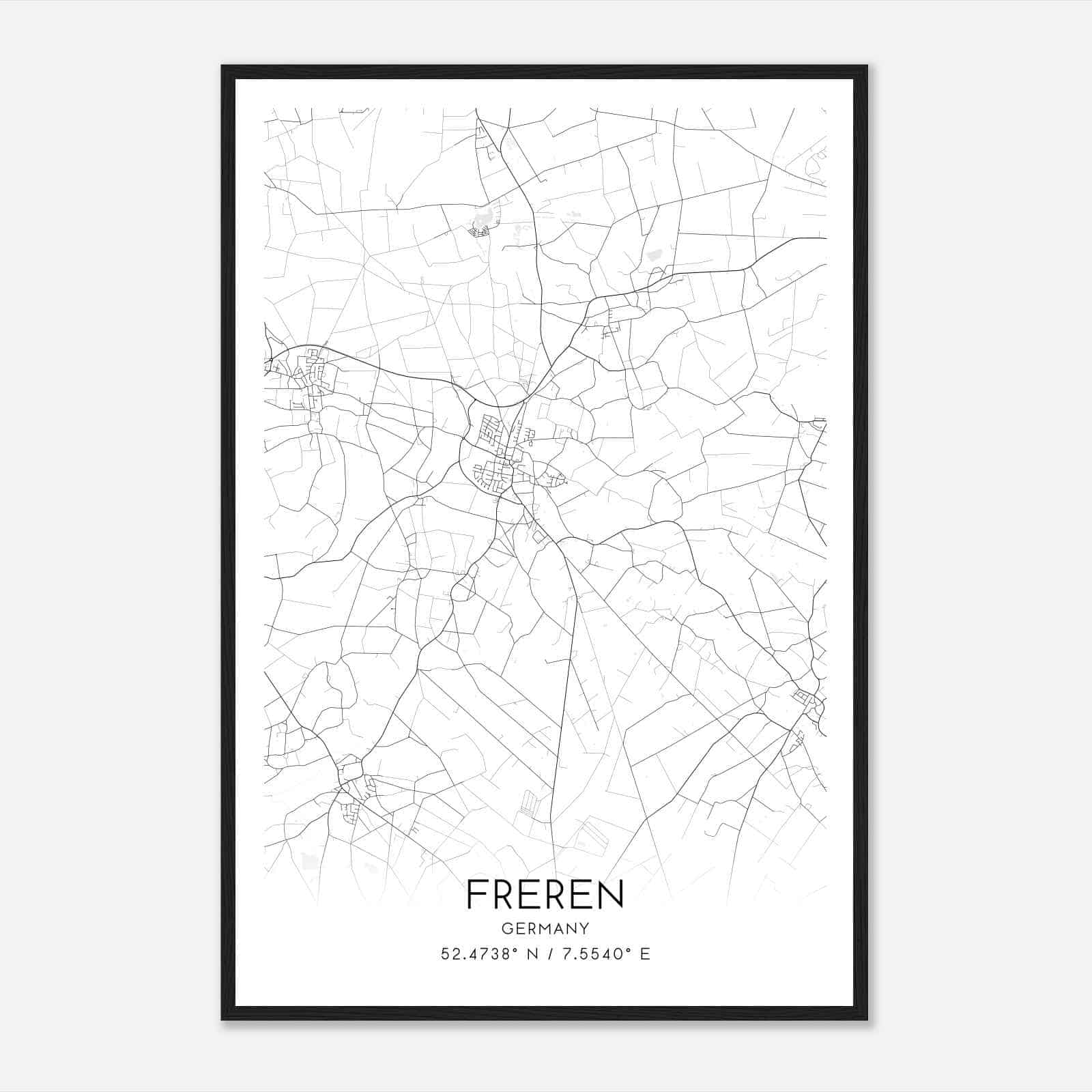 Freren Germany Map Poster, Modern Home Decor Wall Art Print - Custom ...