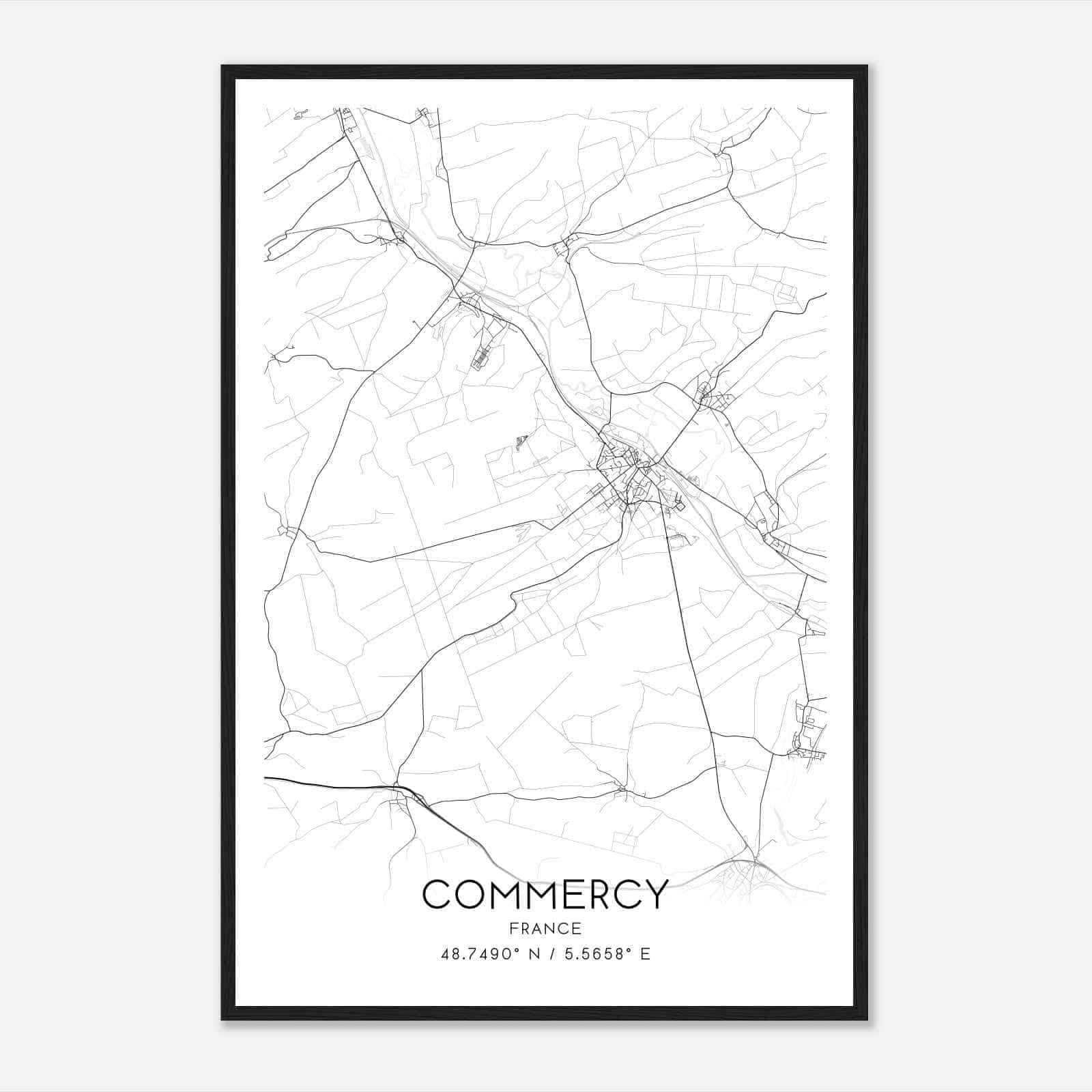 Commercy France Map Poster, Modern Home Decor Wall Art Print - Custom ...