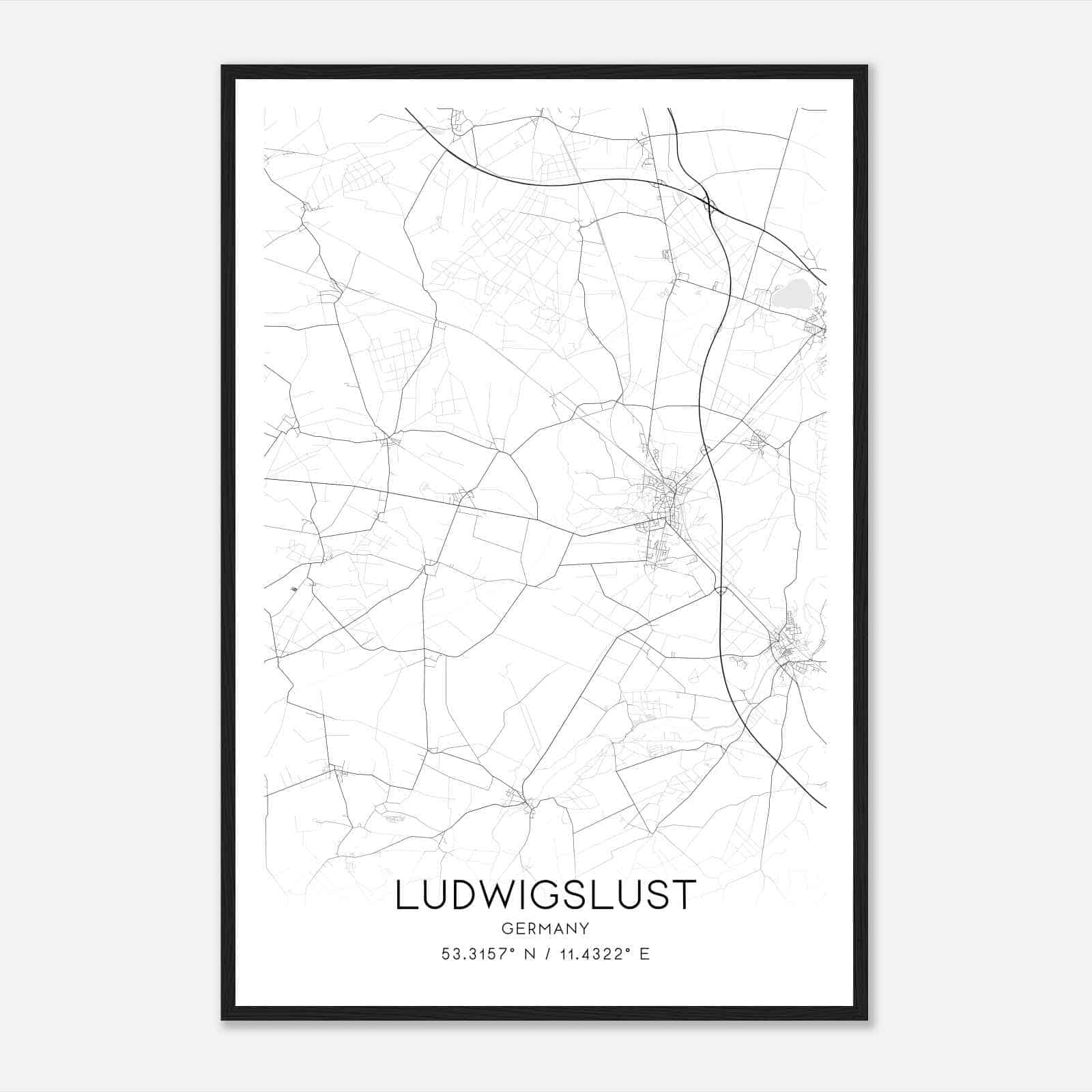 Ludwigslust Germany Map Poster, Modern Home Decor Wall Art Print ...