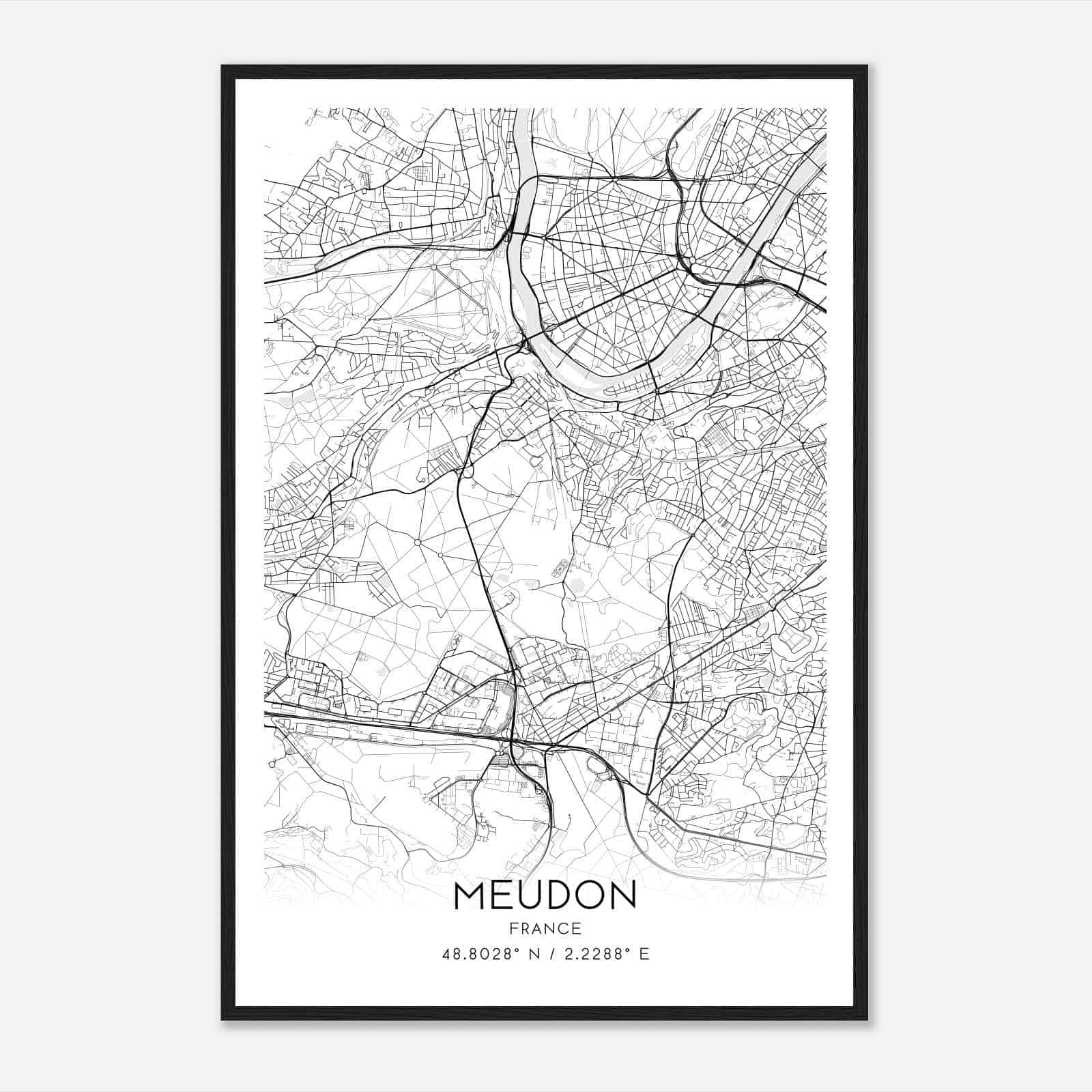 Meudon France Map Poster, Modern Home Decor Wall Art Print - Custom ...