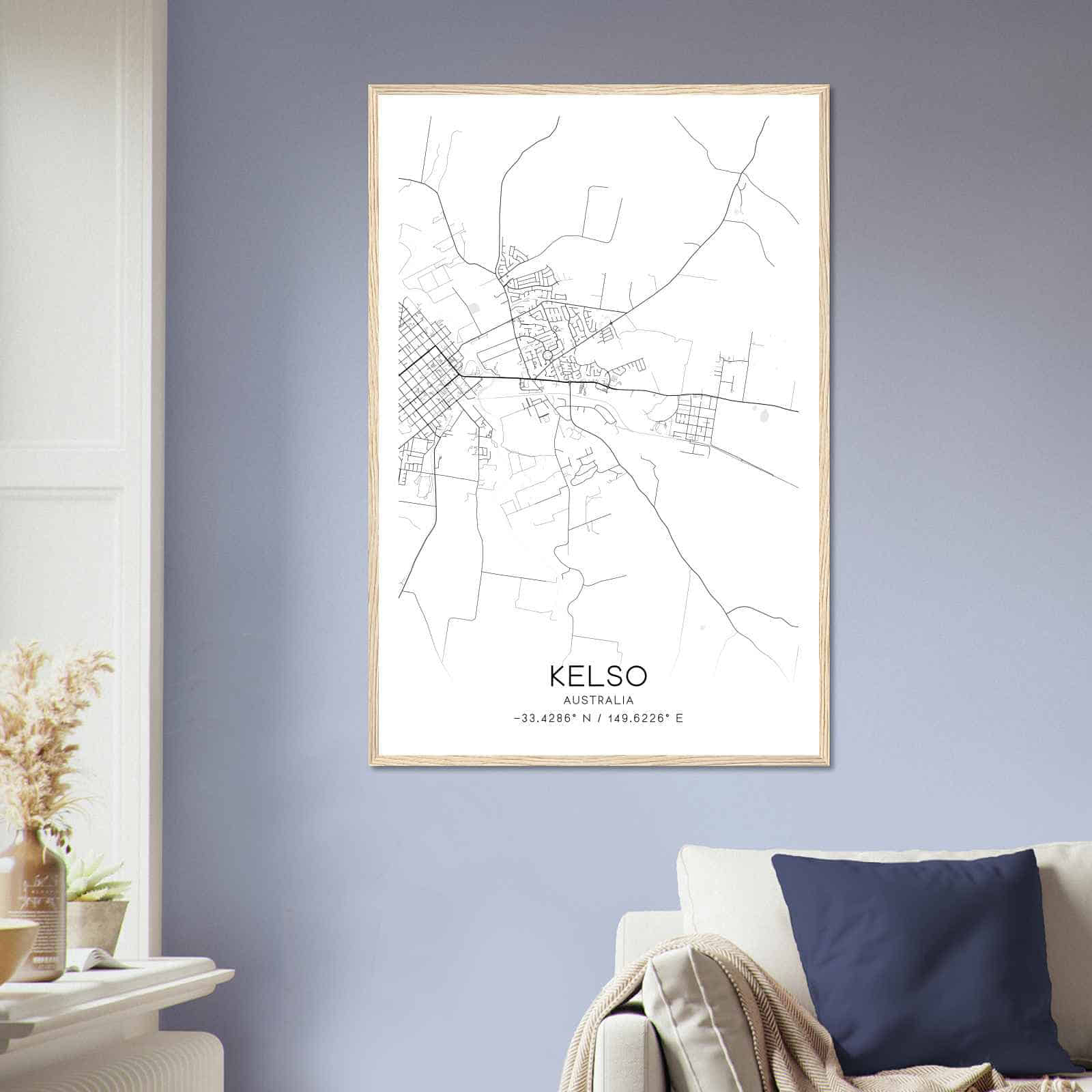 Kelso Australia Map Poster, Modern Home Decor Wall Art Print - Custom ...
