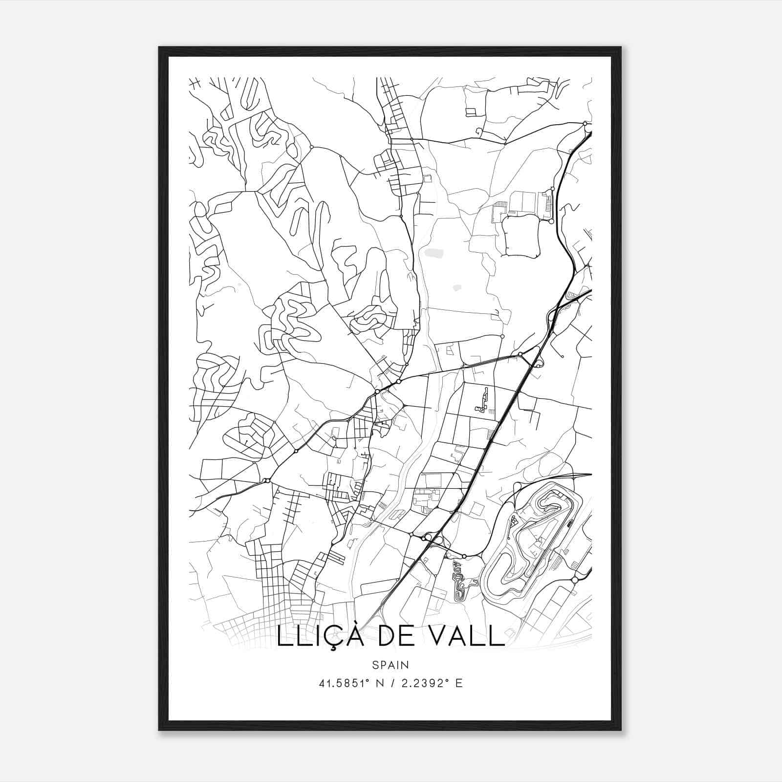 Llissa de Vall Spain Map Poster, Modern Home Decor Wall Art Print ...