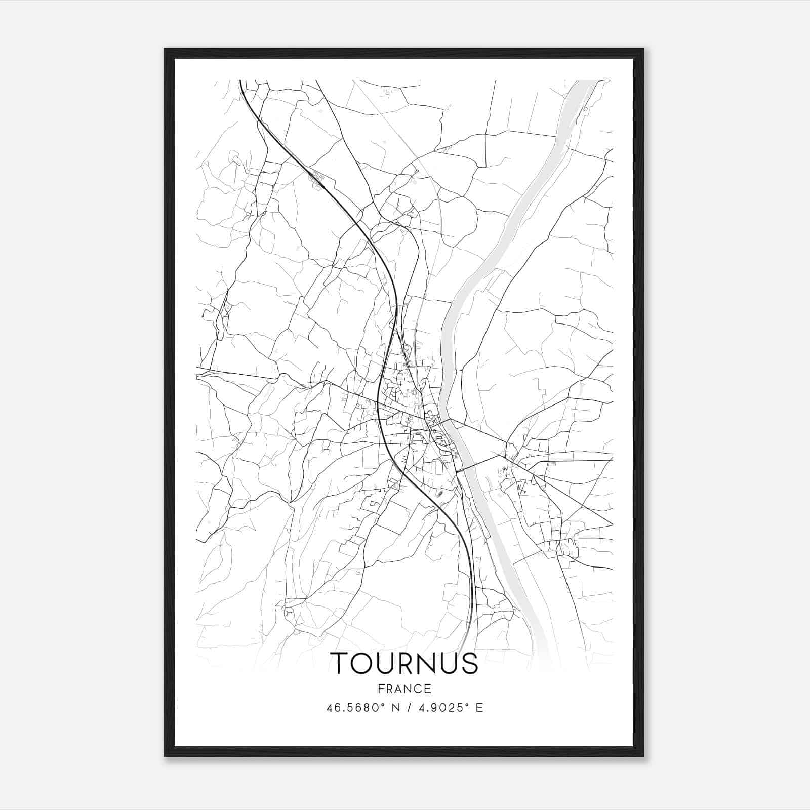 Tournus France Map Poster, Modern Home Decor Wall Art Print - Custom ...