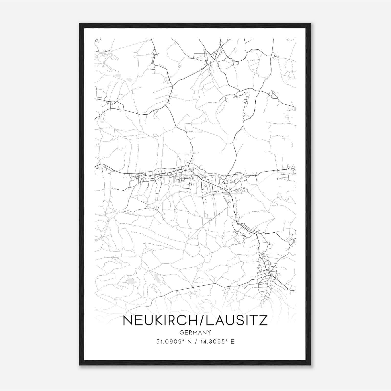 Neukirchen Germany Map Poster, Modern Home Decor Wall Art Print ...