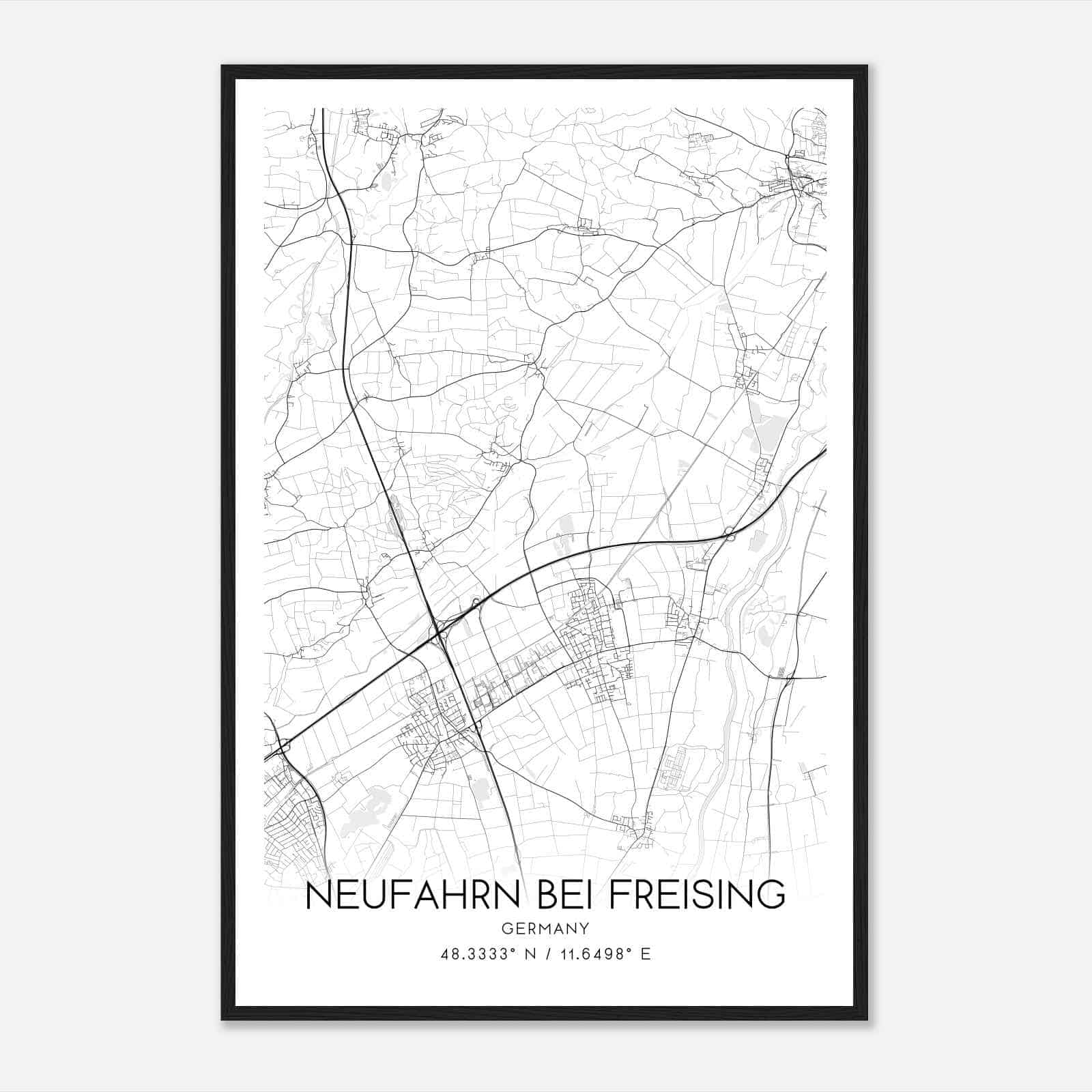 Neufahrn bei Freising Germany Map Poster, Modern Home Decor Wall Art ...