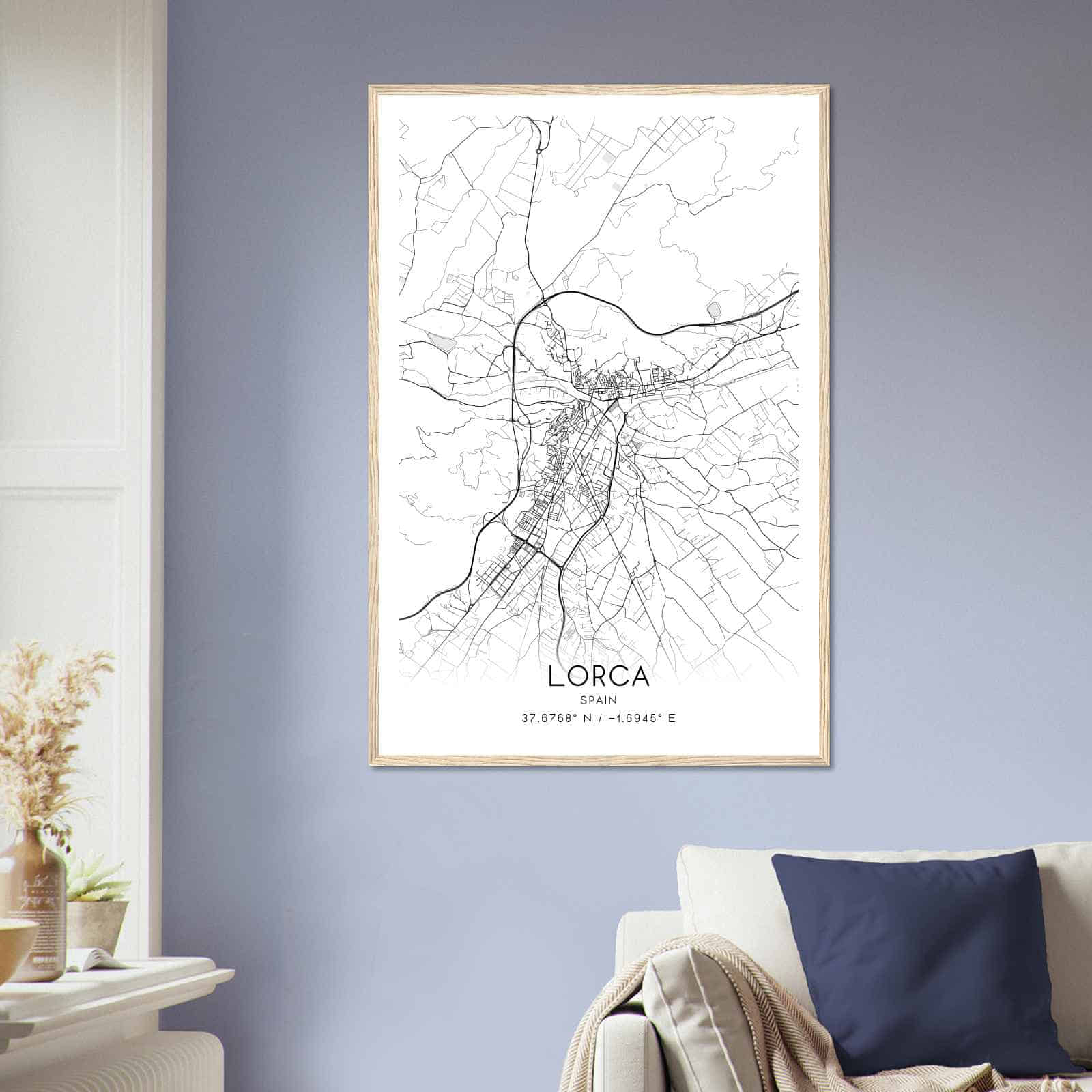 Lorca Spain Map Poster, Modern Home Decor Wall Art Print - Custom Maps ...
