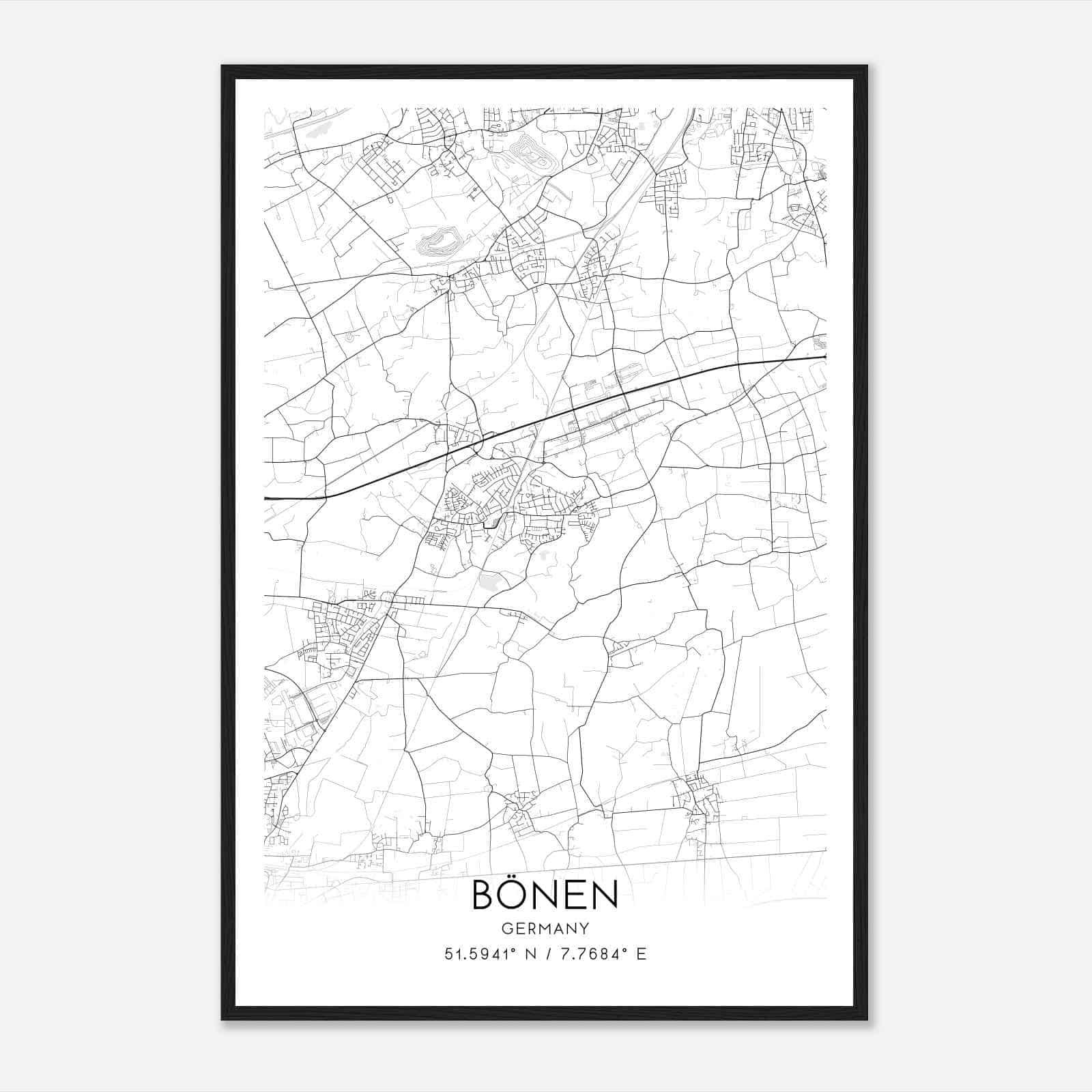 Bonen Germany Map Poster, Modern Home Decor Wall Art Print - Custom ...