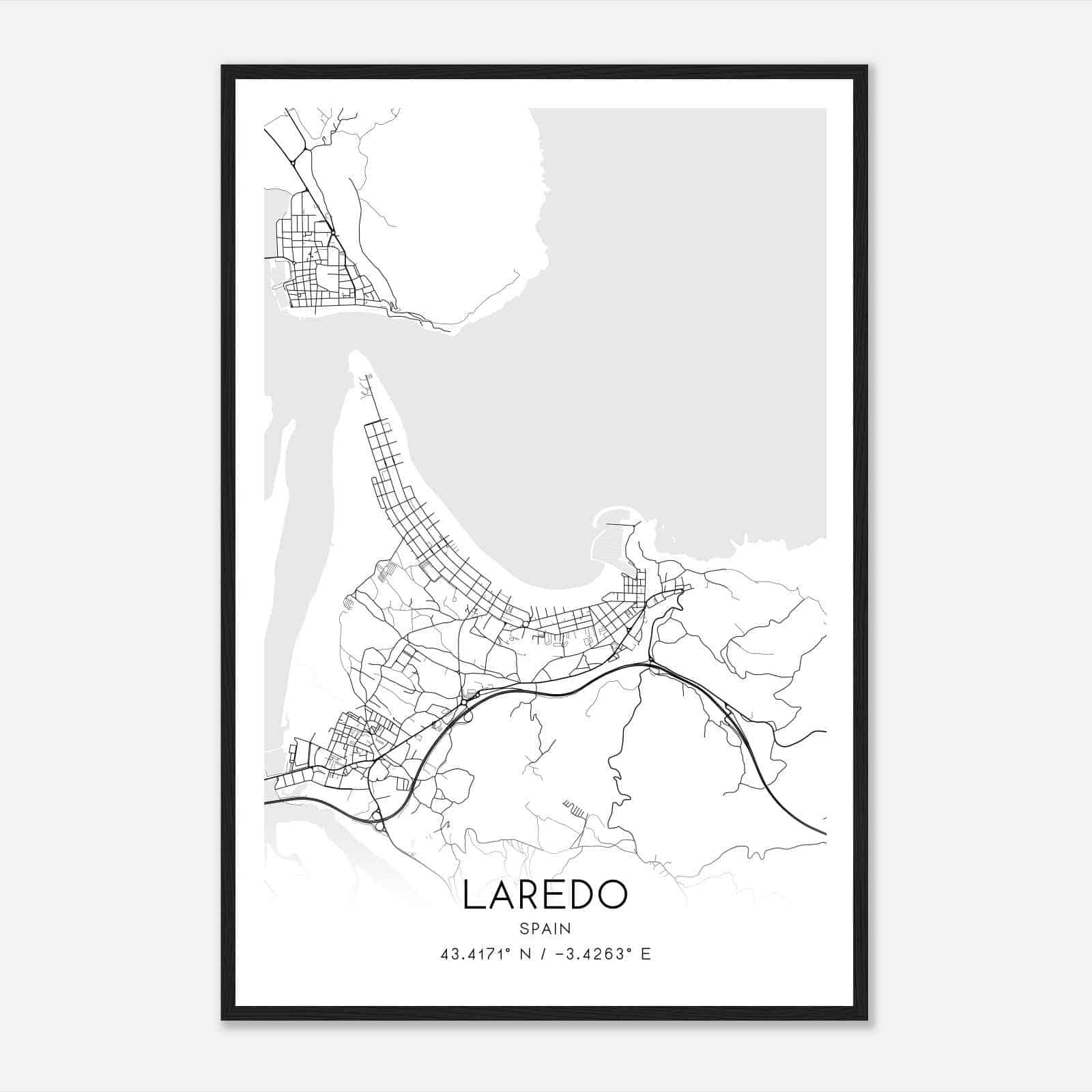 Laredo Spain Map Poster, Modern Home Decor Wall Art Print - Custom Maps ...