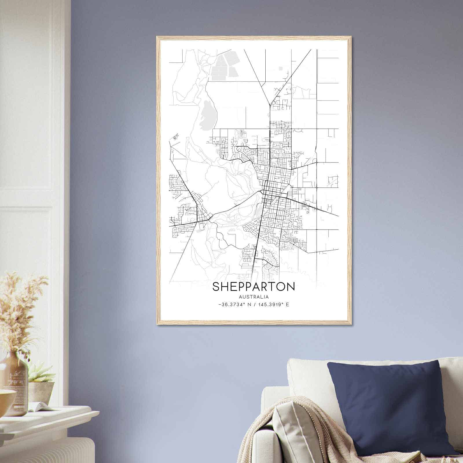 Shepparton Australia Map Poster, Modern Home Decor Wall Art Print ...