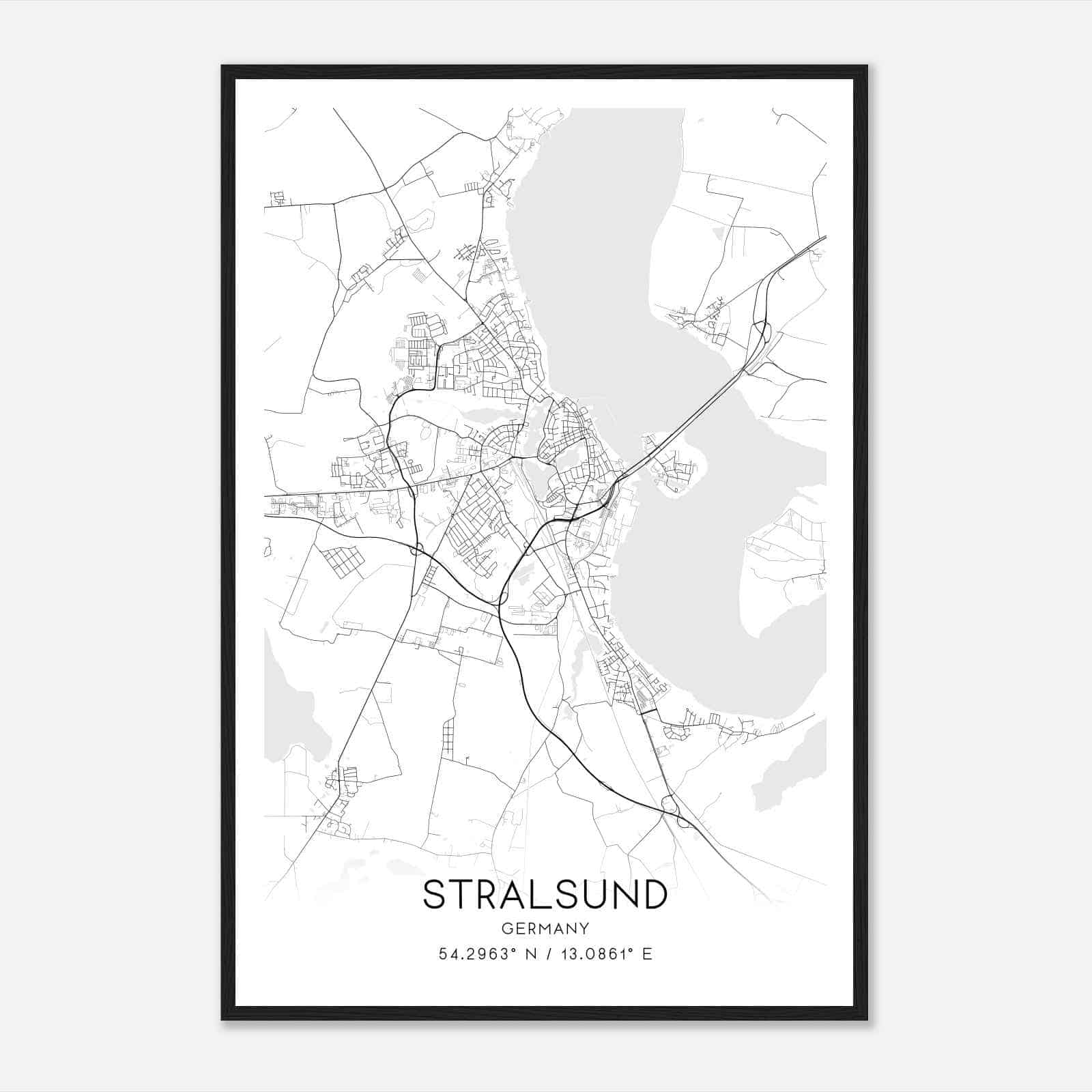 Stralsund Germany Map Poster, Modern Home Decor Wall Art Print - Custom ...
