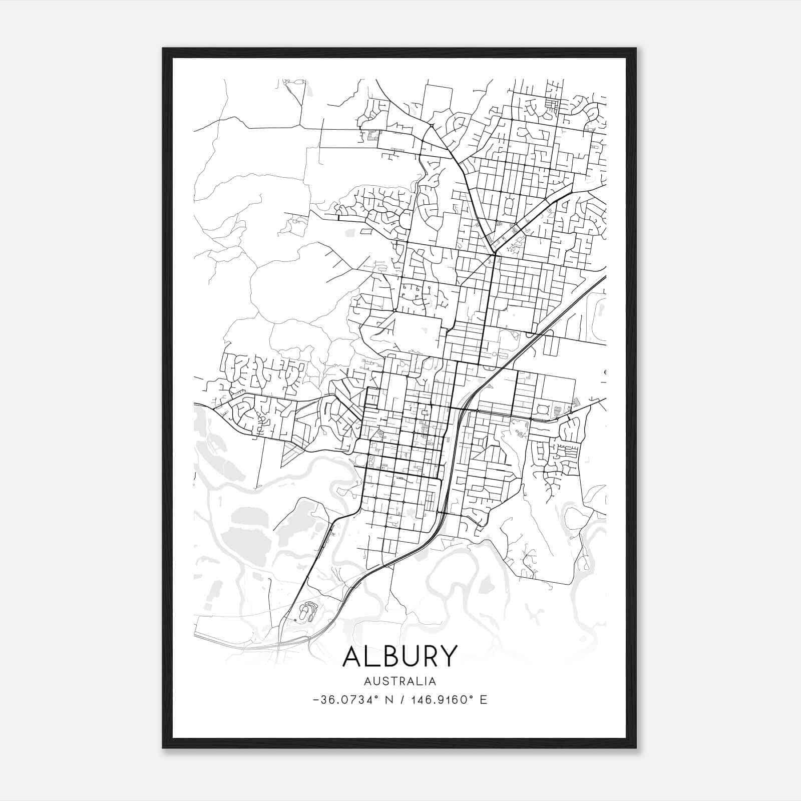 Albury Australia Map Poster, Modern Home Decor Wall Art Print - Custom ...